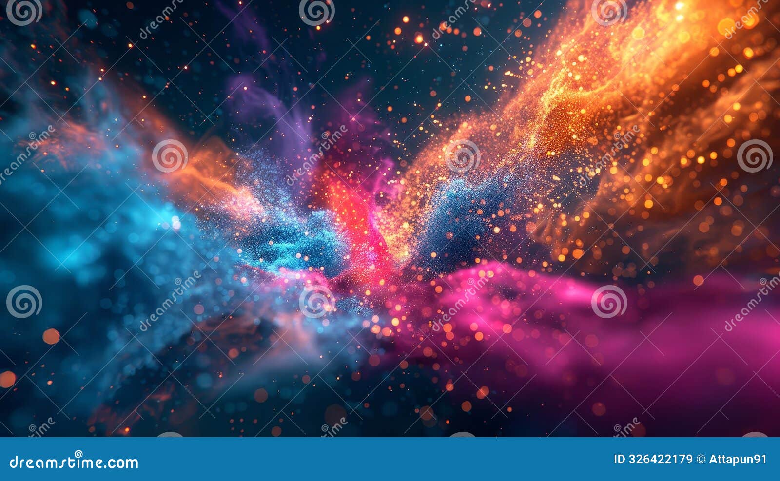 Colorful Cosmic Explosion of Particles in Blue Pink and Orange Suitable ...