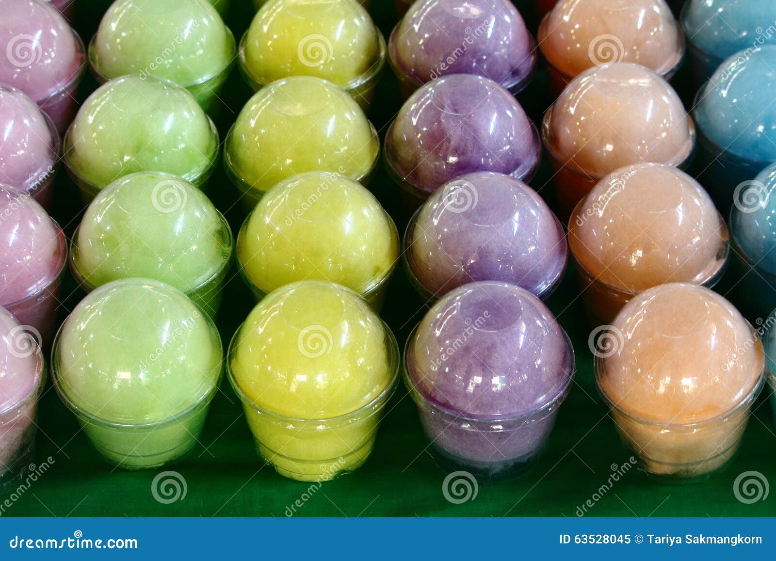 Colorful Cotton Candy in Clear Plastic Cup Stock Image - Image of green ...