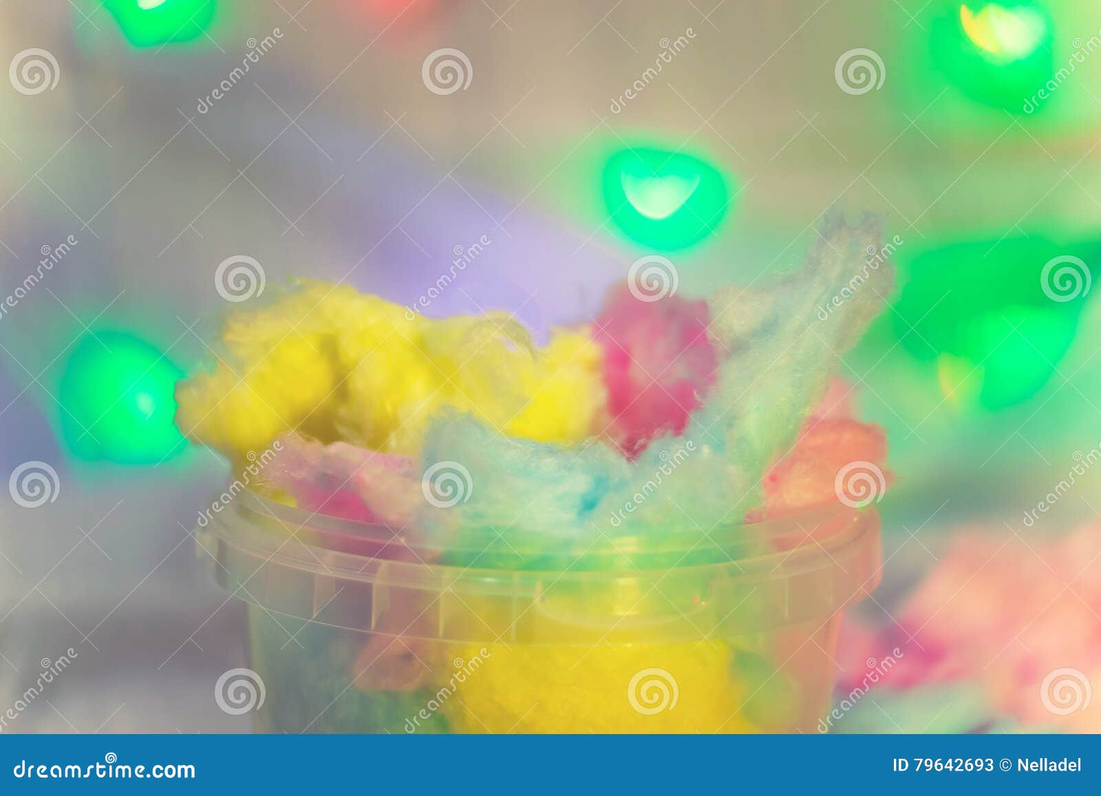 Colorful Cotton Candy in Plastic Bucket Close-up Stock Image - Image of ...