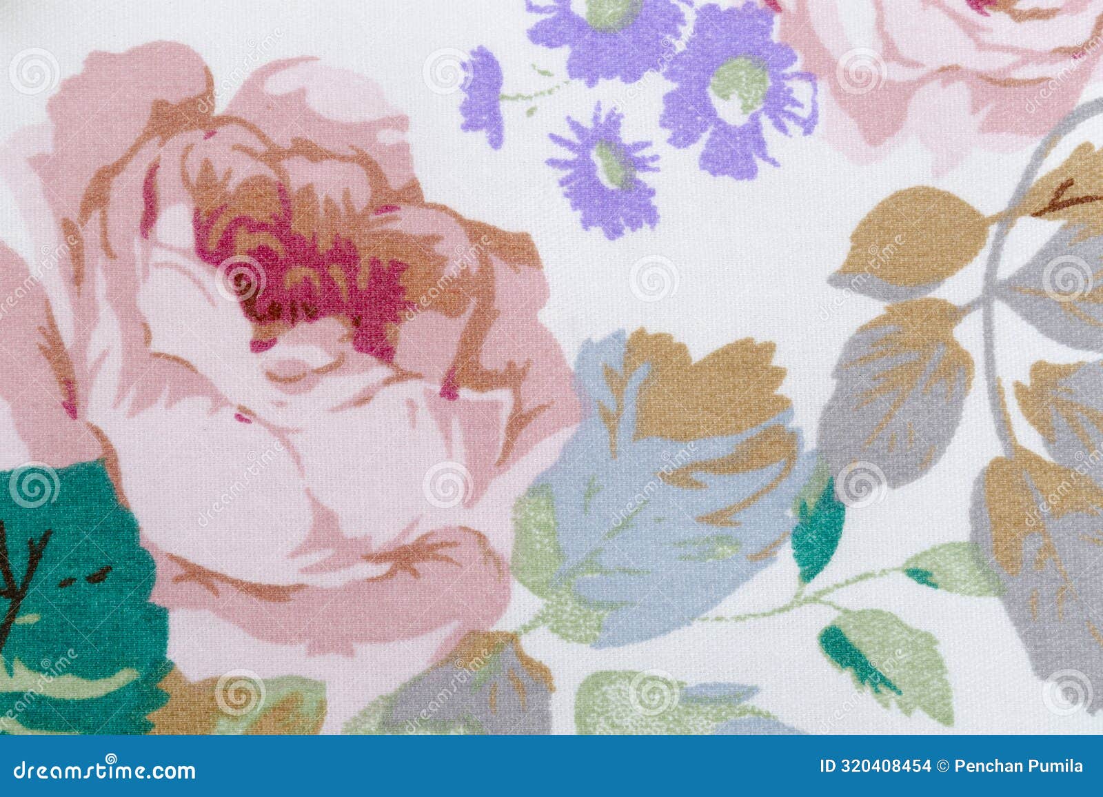 Colorful Cotton Fabric with Flower Pattern for Background Stock Photo ...
