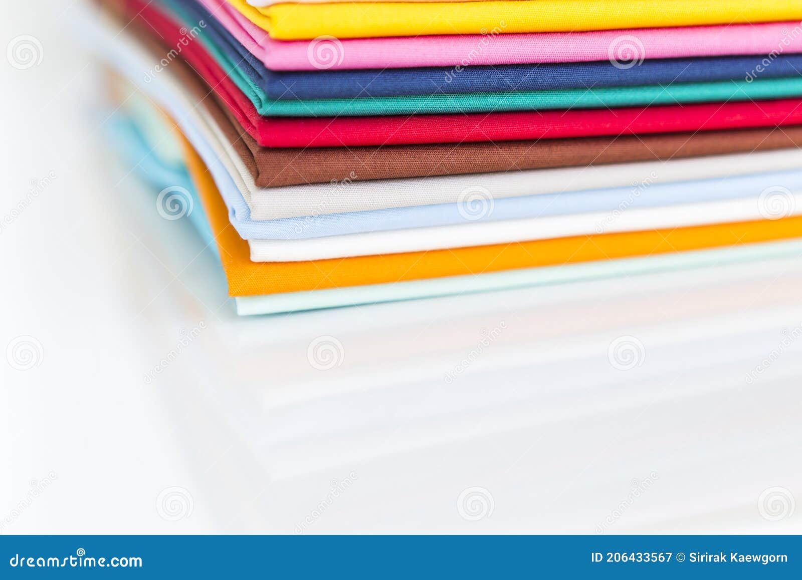 Colorful Cotton Fabric Stack on White Background Stock Image - Image of ...