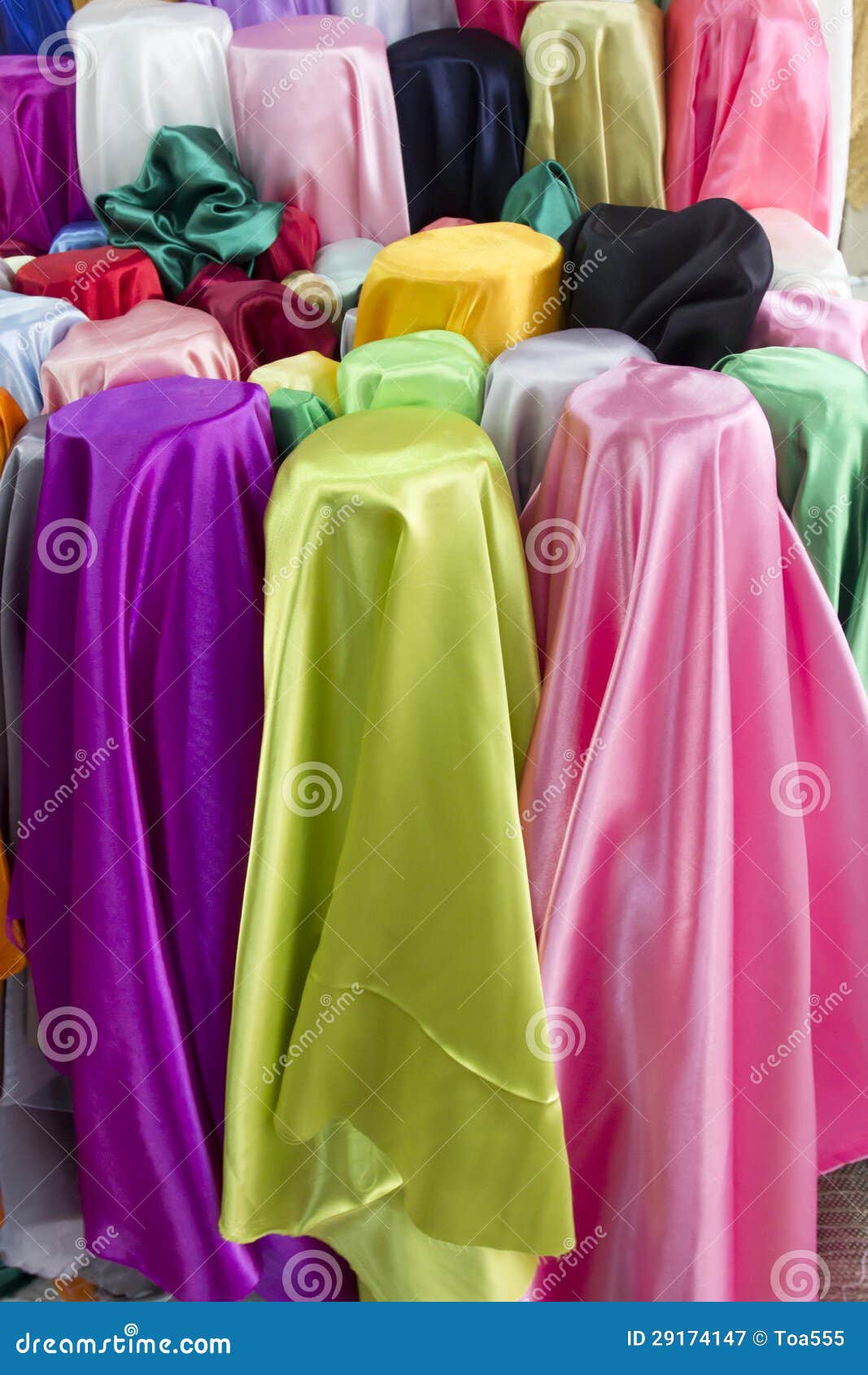 Colorful Cotton Fabrics on Sale Stock Image - Image of storage, cyan ...