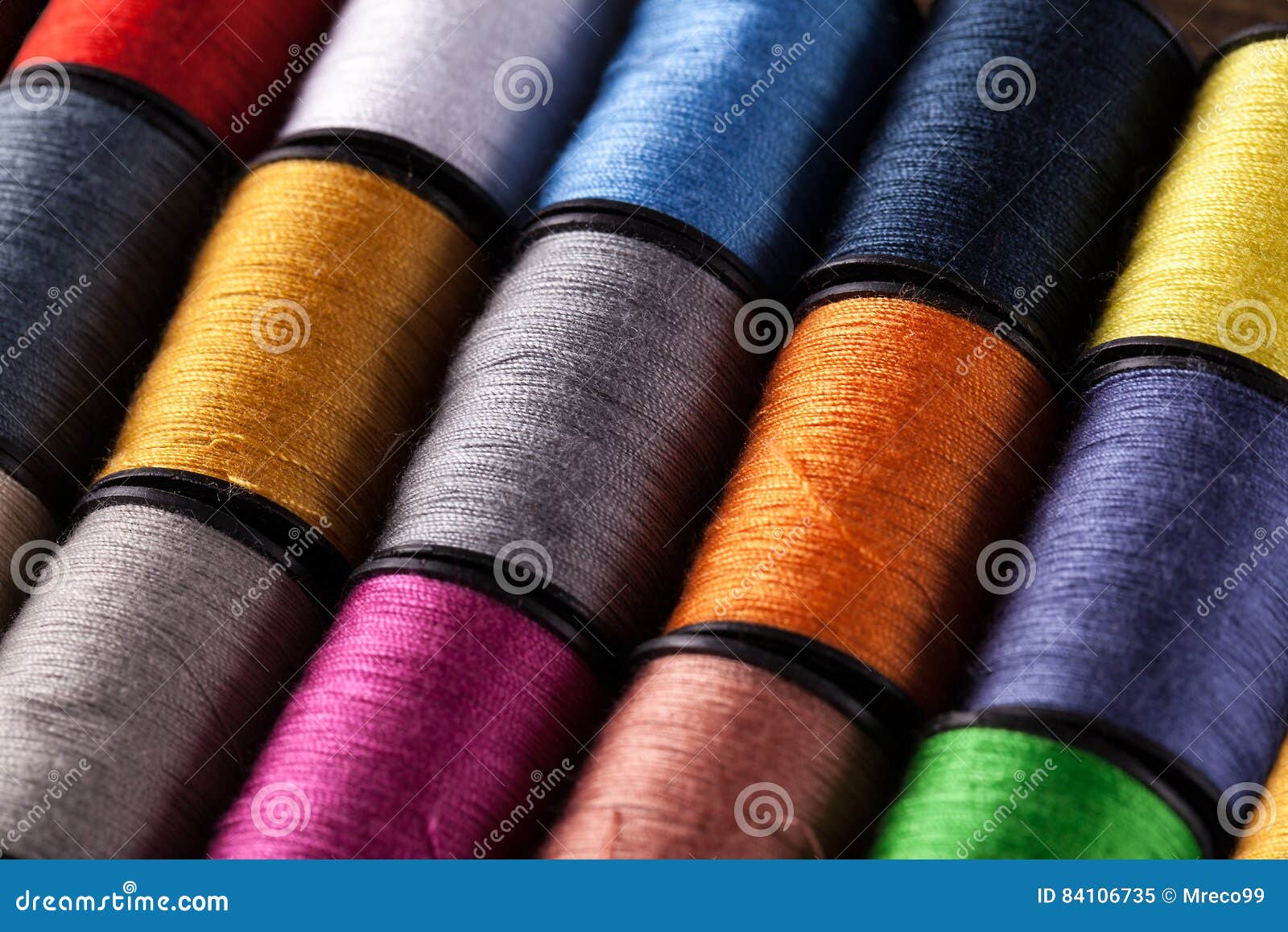 Colorful Cotton Reels Viewed at an Angle Stock Image - Image of close ...