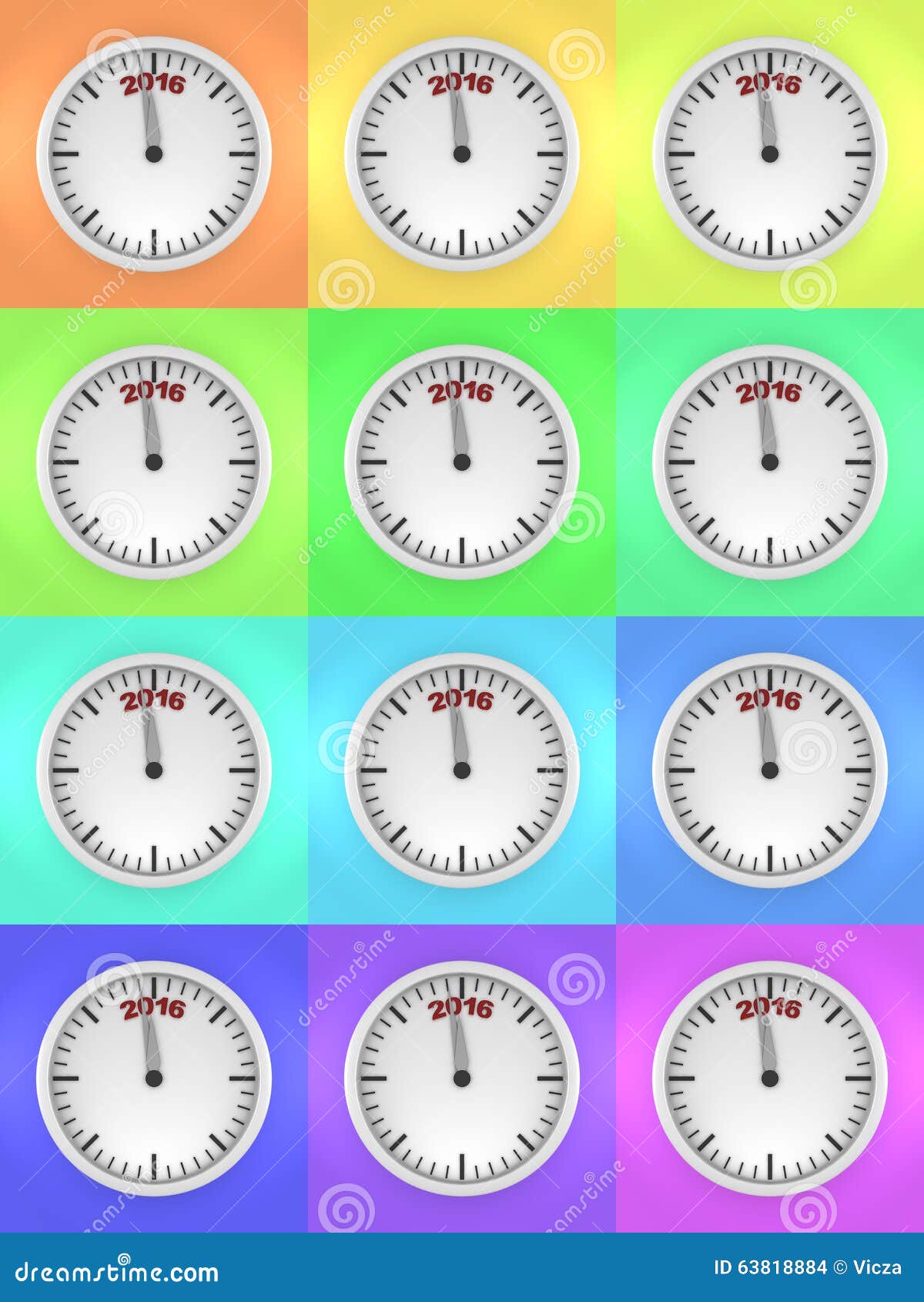 Colorful countdown to 2016 stock illustration. Illustration of timer ...