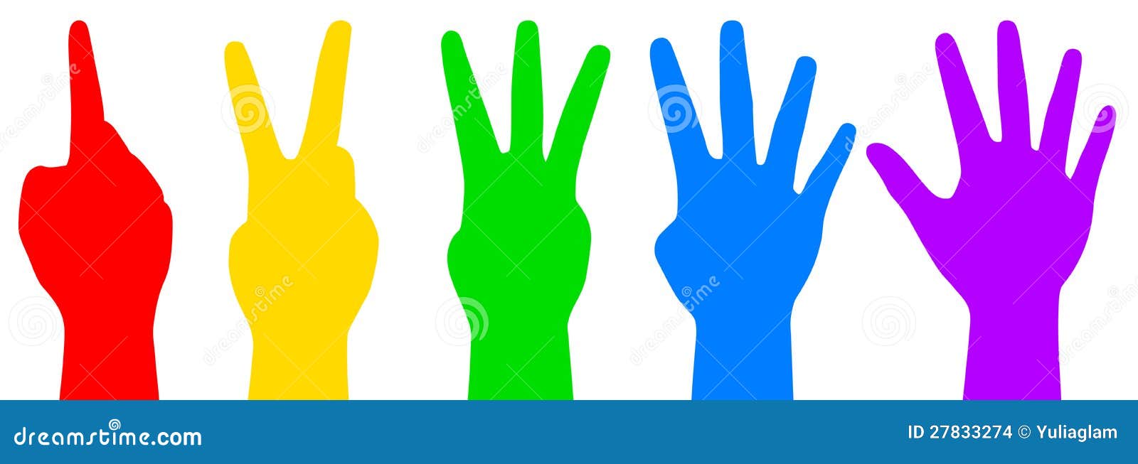 Colorful counting hands stock vector. Illustration of learn - 27833274
