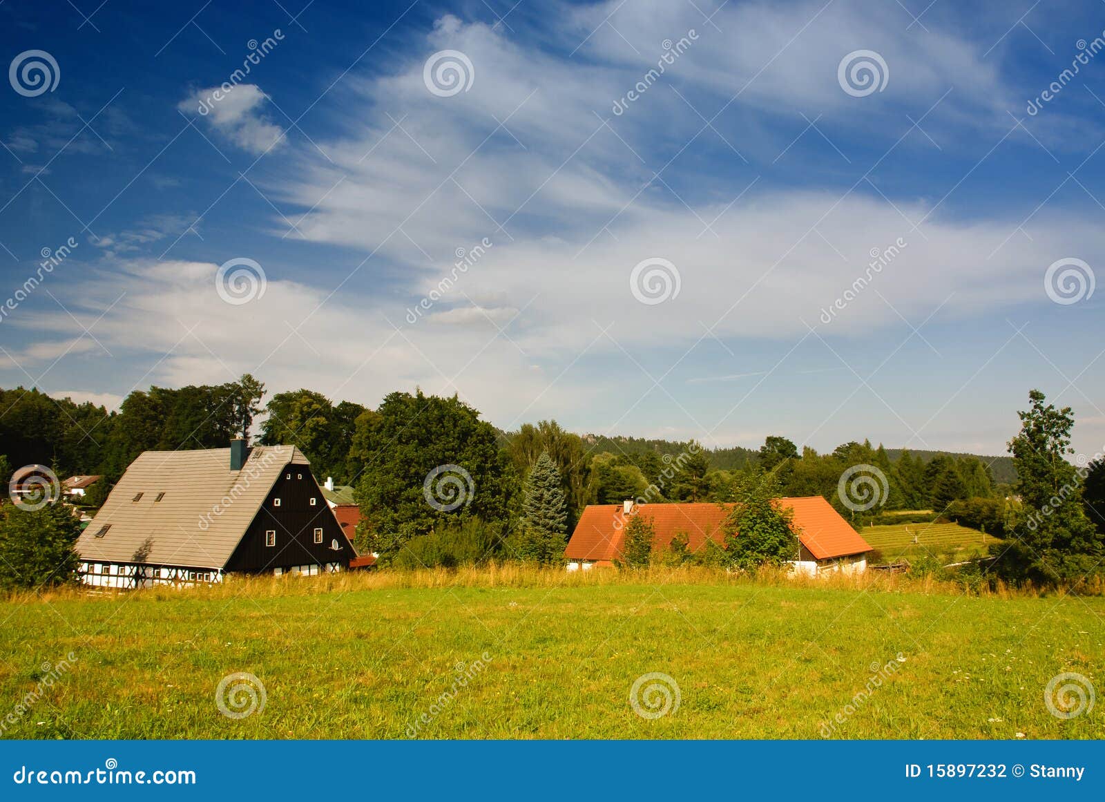 Colorful countryside stock photo. Image of meadow, building - 15897232