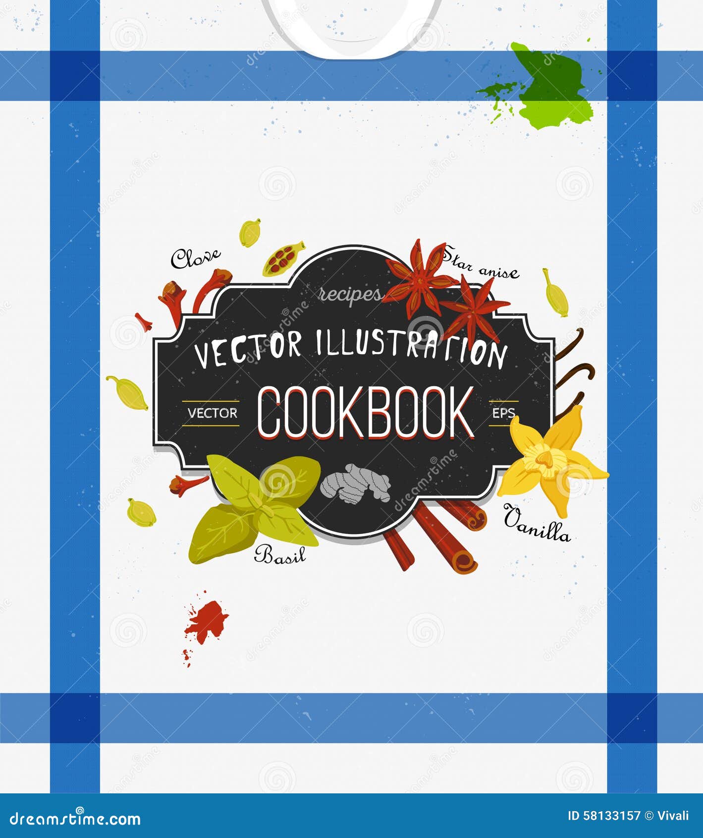 Colorful Cover for Cookbook, Notebook with Spices Stock Vector ...