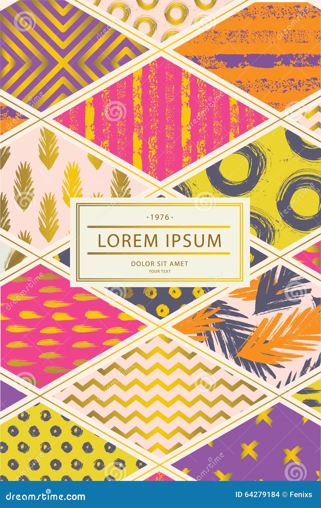 Colorful Cover in Patchwork Style Stock Vector - Illustration of drawn ...