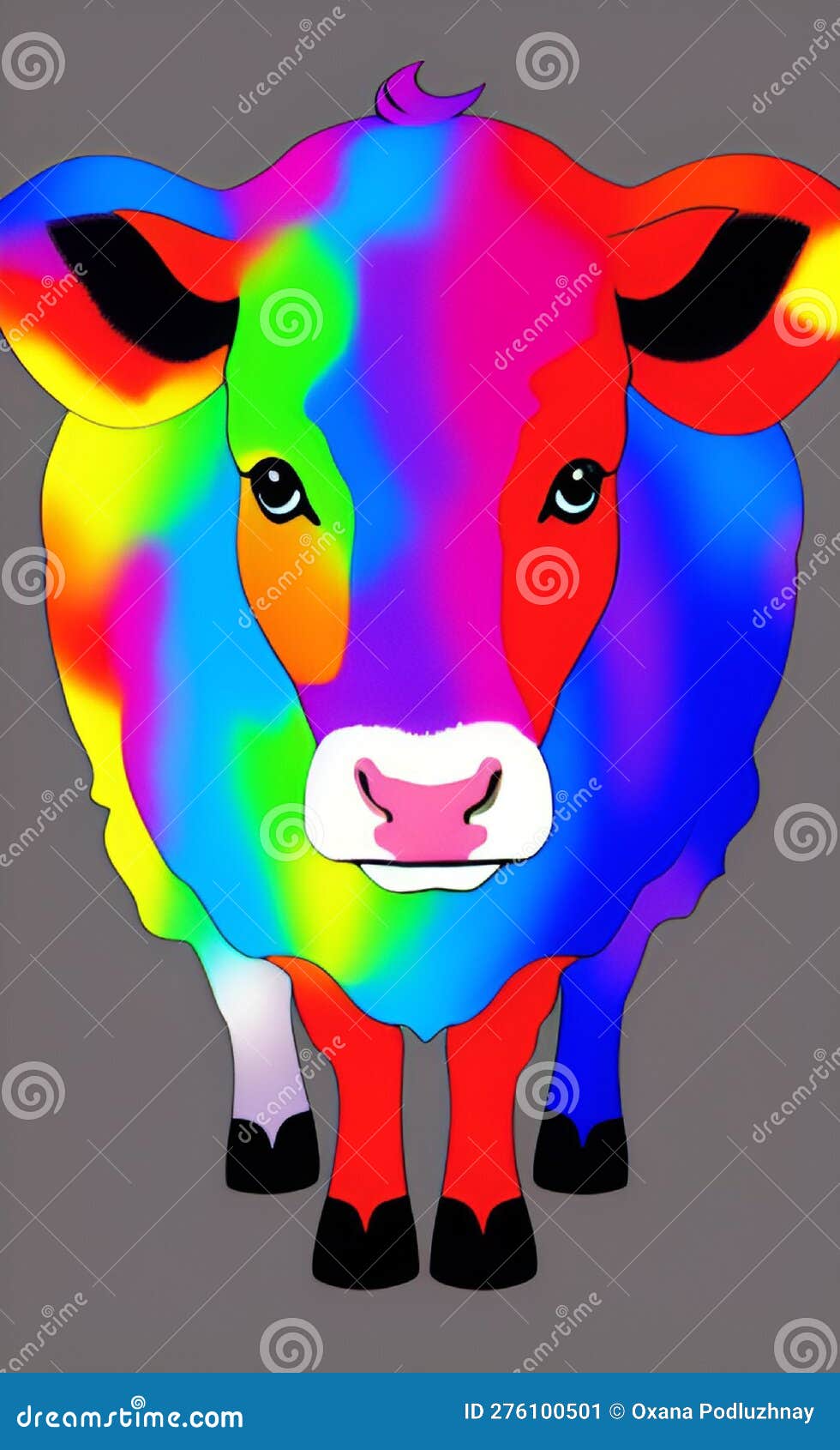 Colorful Cow Bright Cute Abstract Fantasy AI Generated Stock ...