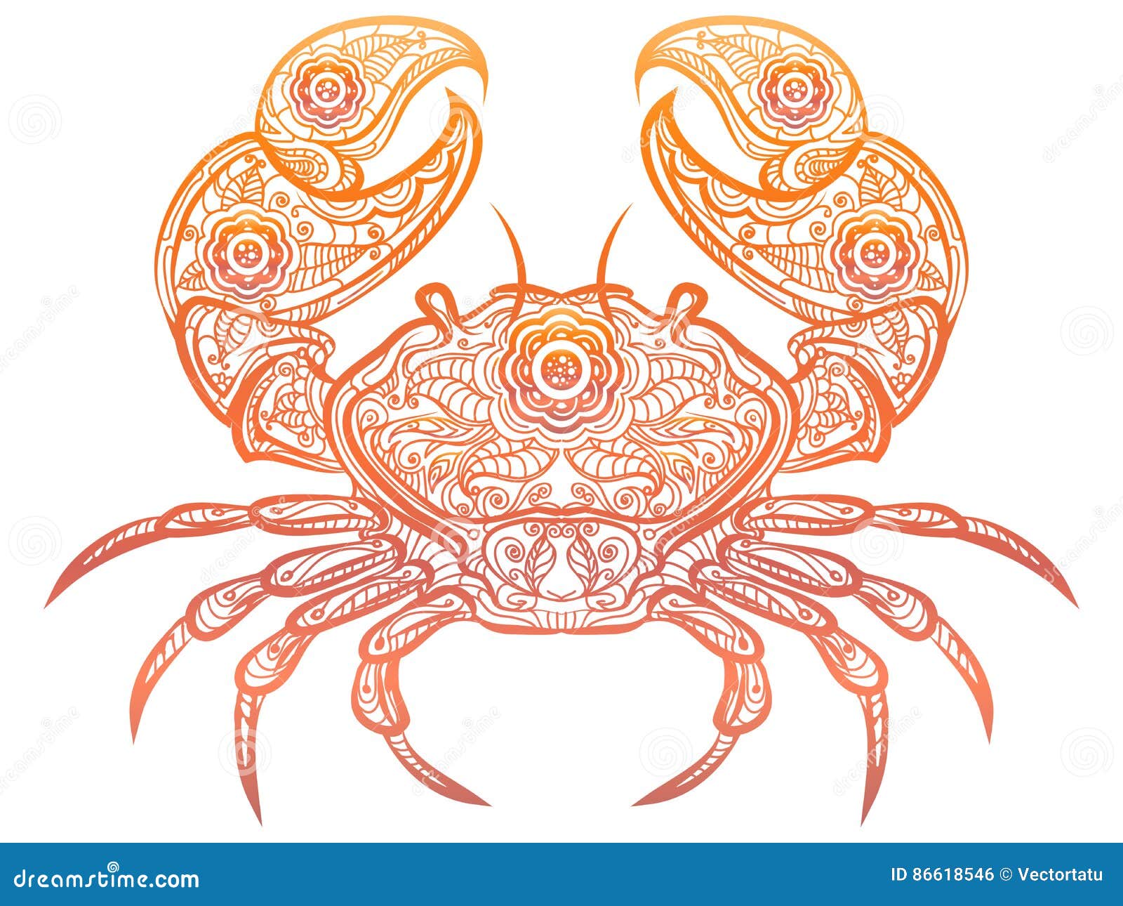 Colorful Crab Decorative Doodle Design Stock Vector - Illustration of ...