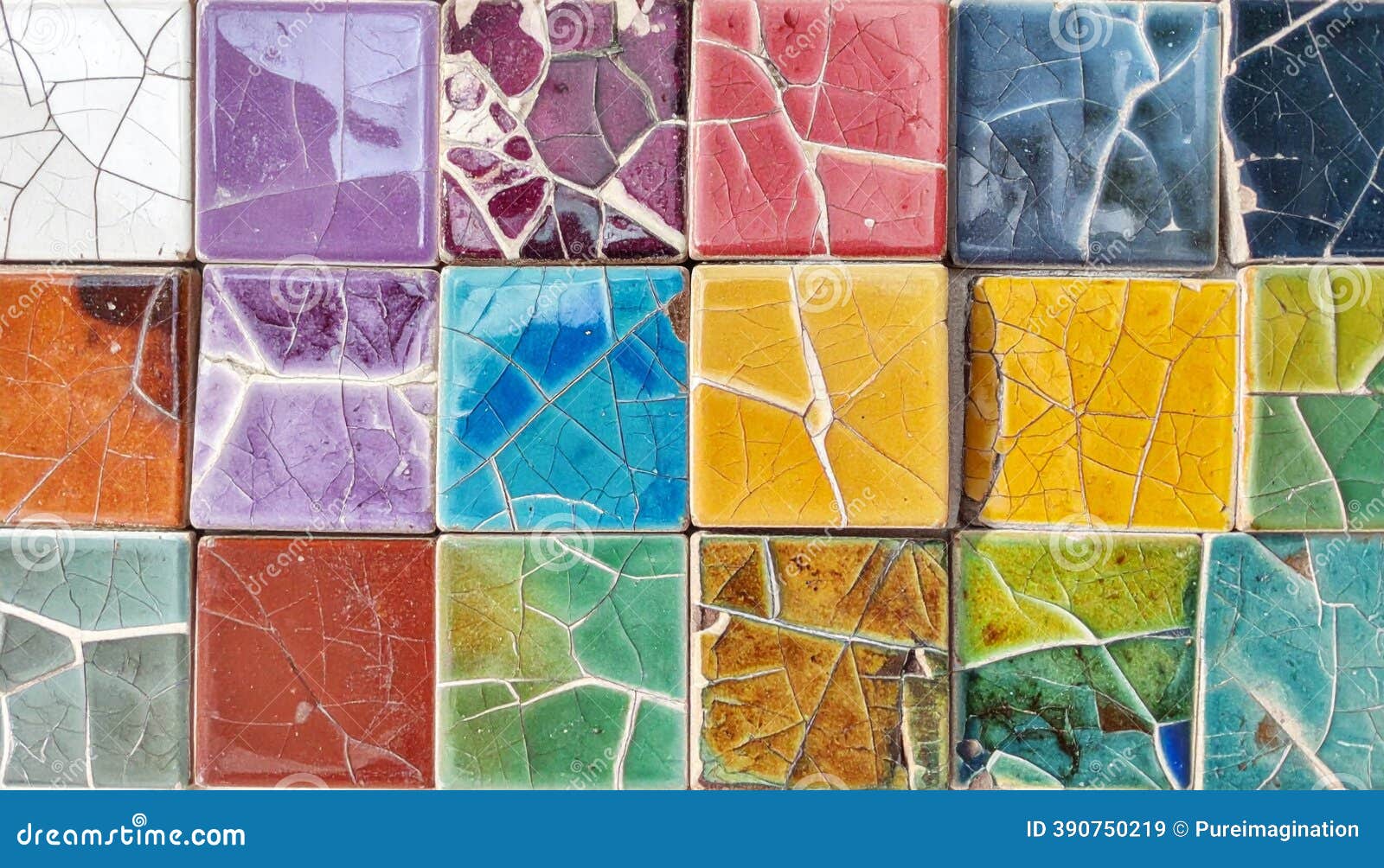 Colorful Cracked Mosaic Tile Pattern Royalty-Free Stock Photo | CartoonDealer.com #342868809