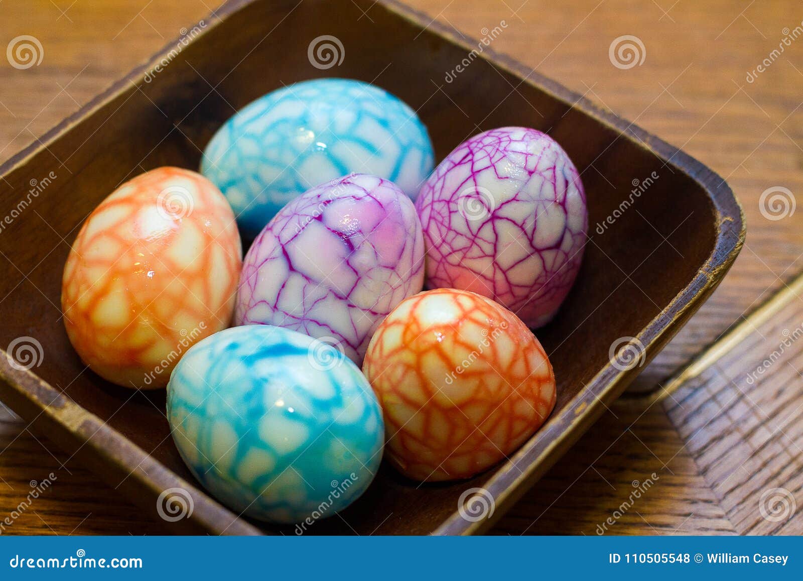 Colorful Cracked Design Easter Eggs in Bowl Stock Photo - Image of gift ...