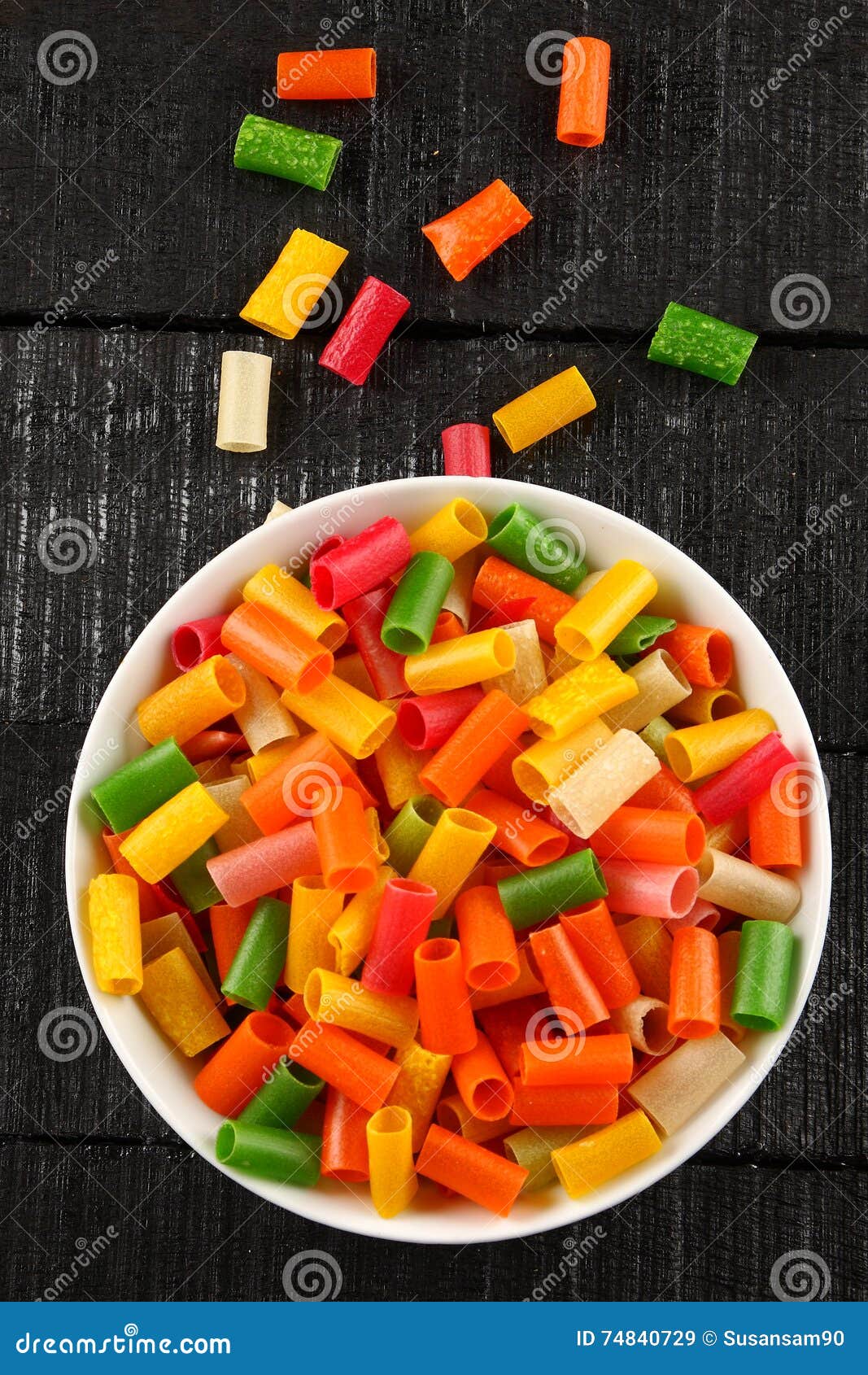 Colorful Crackers-Overhead View.on Black Background, Stock Image ...