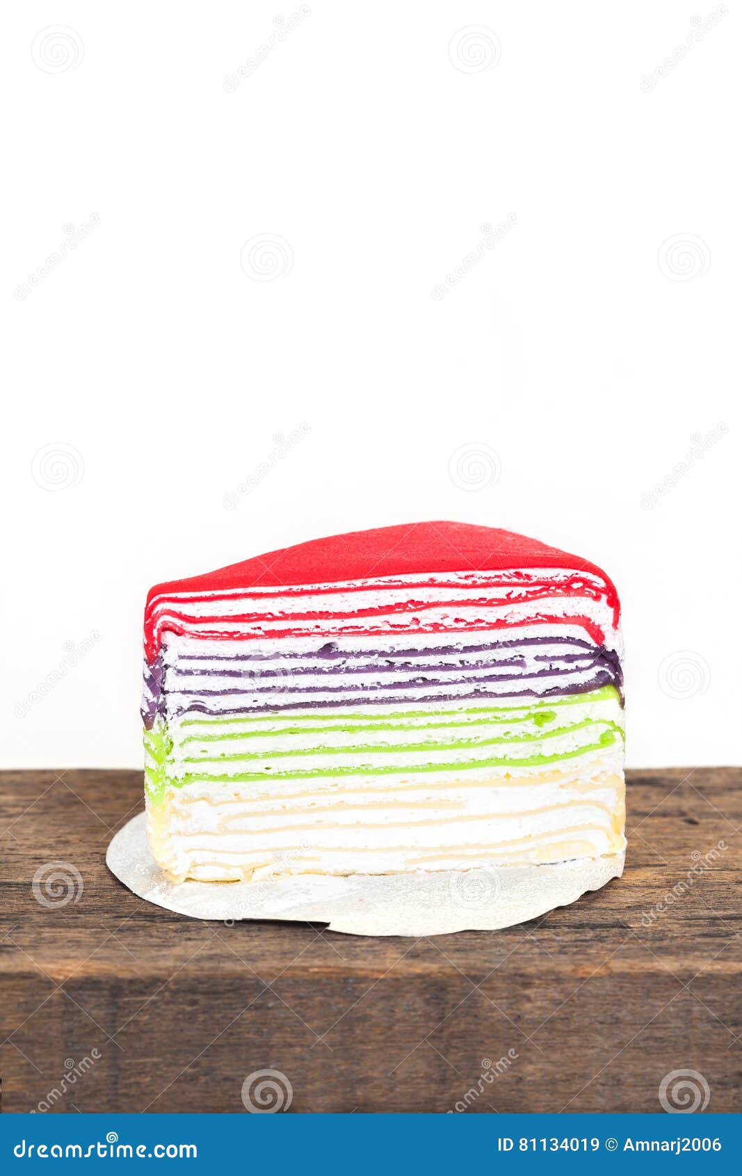 Colorful Crape Cake on White Background Stock Image - Image of color ...