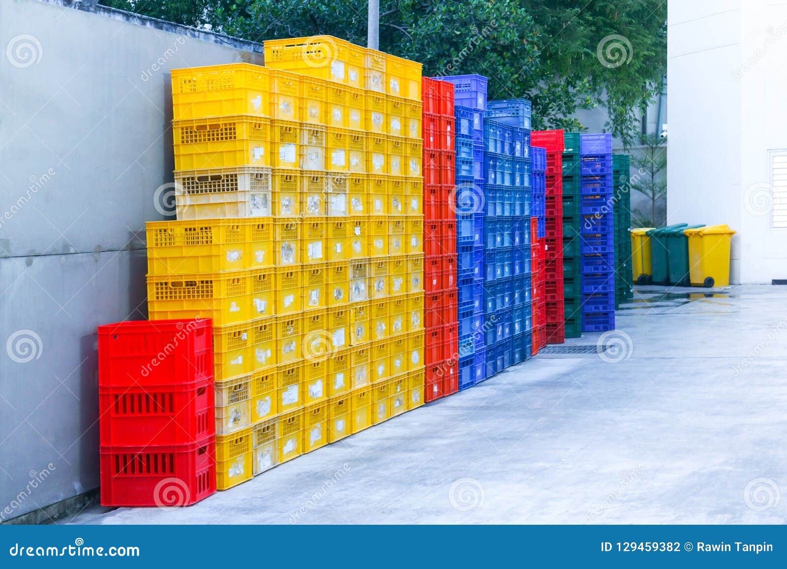 Colorful Crate Plastic. Stacked Fruit Packing Containers Stock Photo ...
