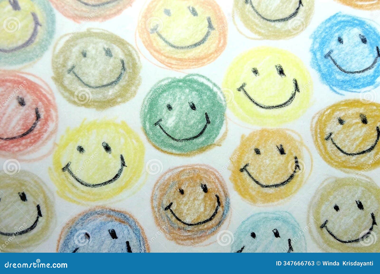 Colorful Crayon Smiley Faces Pattern Stock Illustration - Illustration ...