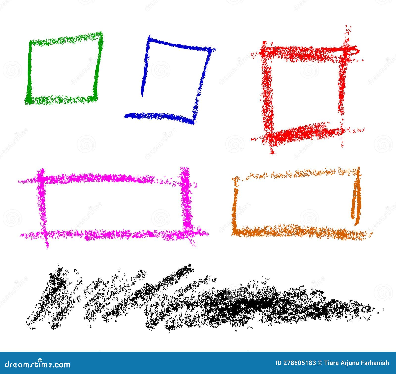 Colorful Crayon Square Rectangle and Scribble, Simple Sketch Stock ...