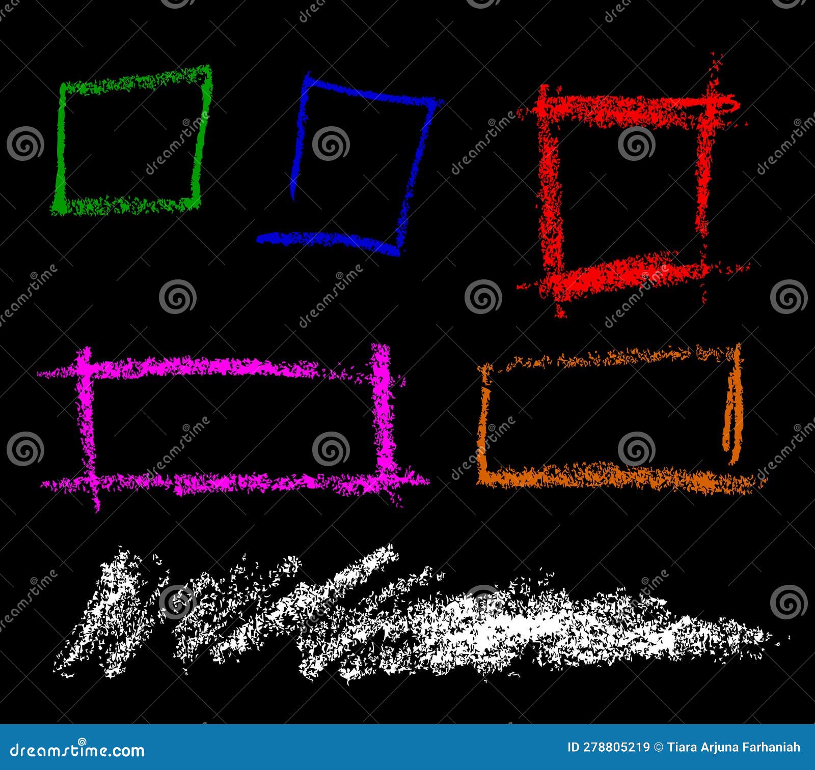 Colorful Crayon Square Rectangle and Scribble, Simple Sketch Stock ...