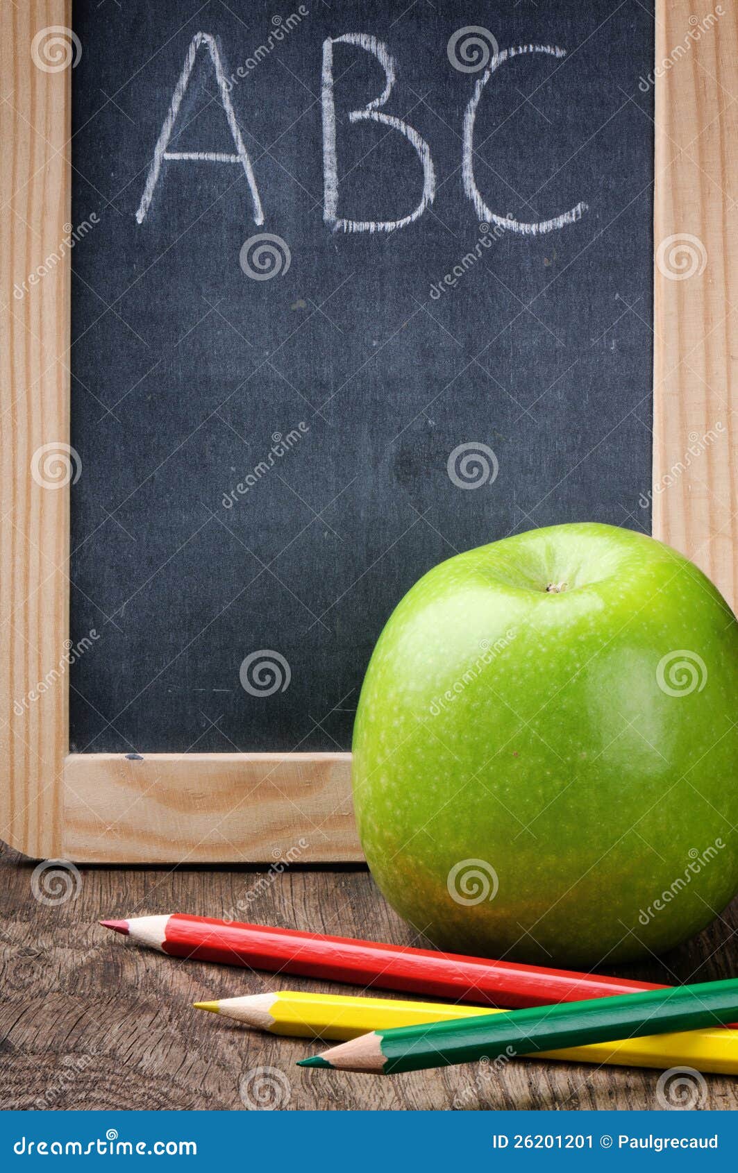 Colorful crayons and apple stock image. Image of chalk - 26201201