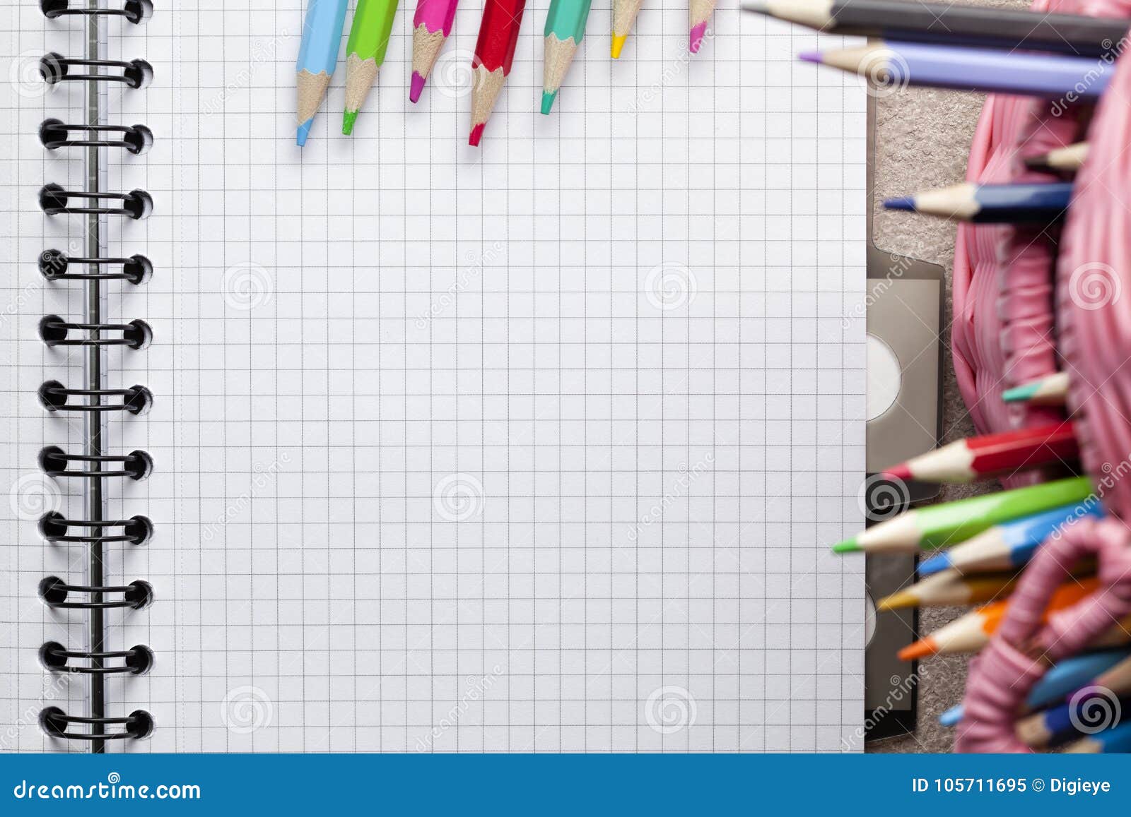 Colorful Crayons and School Notebook Stock Image - Image of basket ...