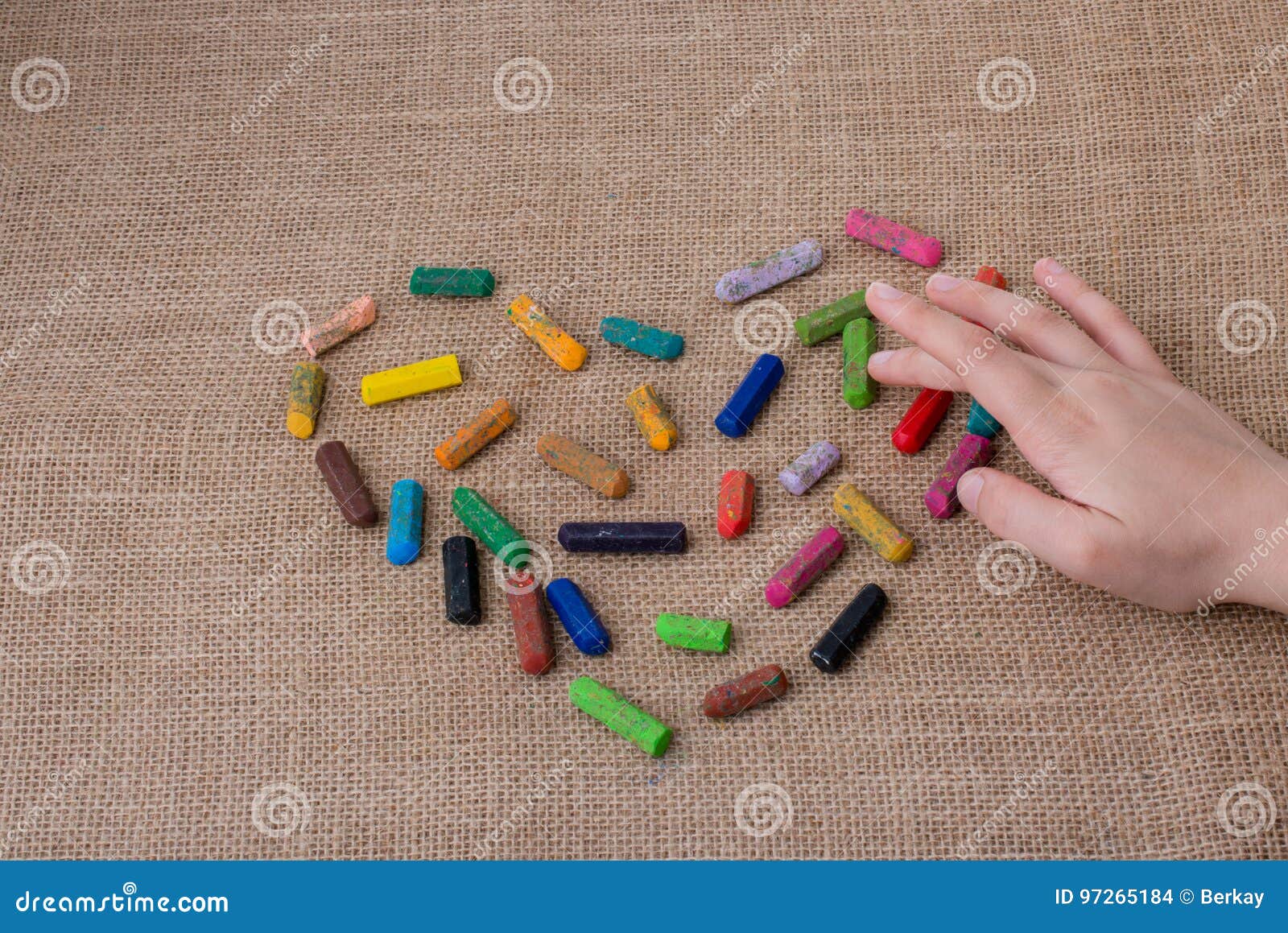 Colorful Crayons Form a Heart Shape Stock Photo - Image of canvas, gold ...