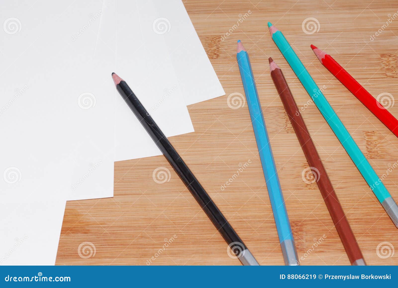 Colorful crayons and paper stock image. Image of school - 88066219
