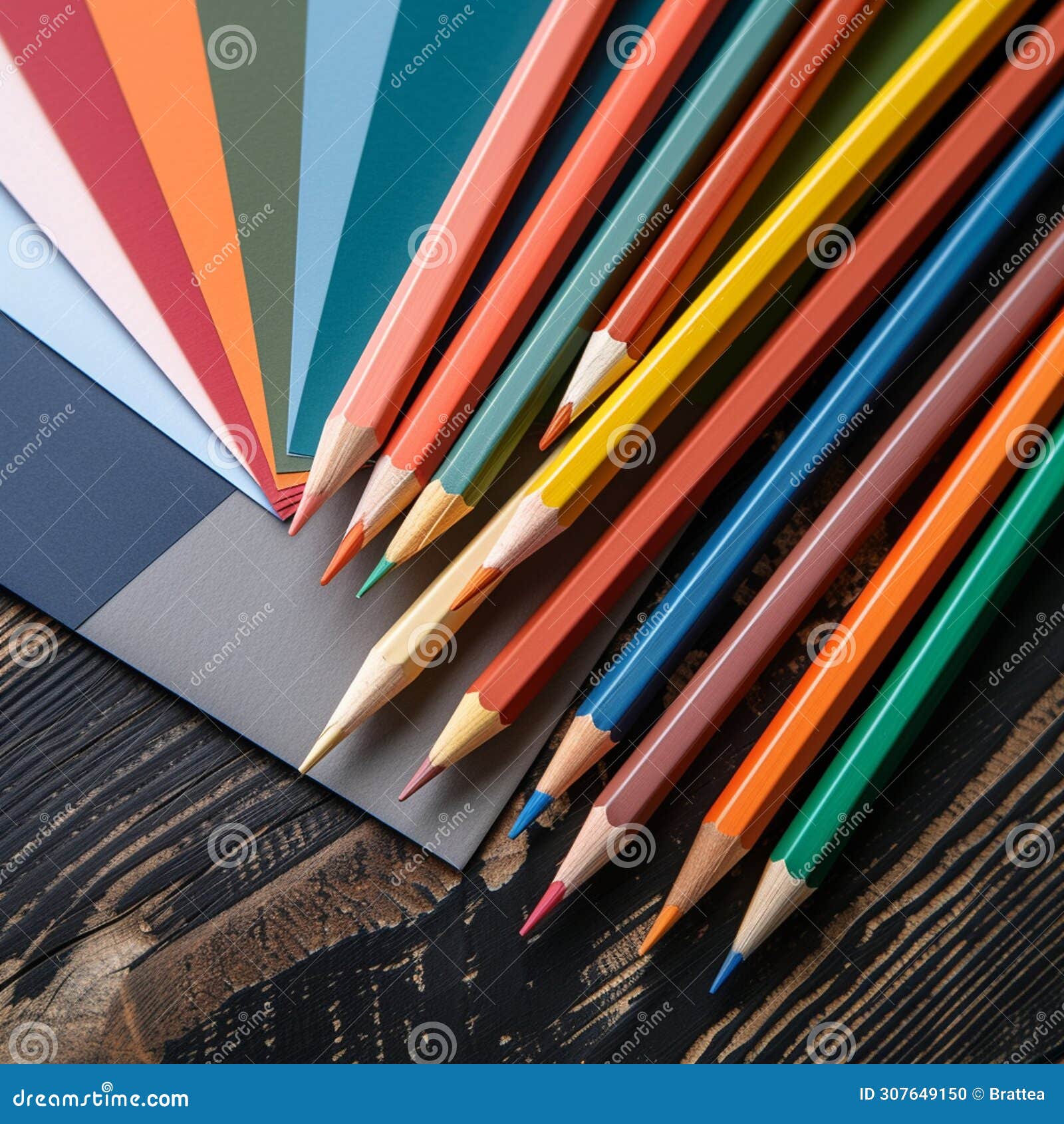 Colorful Crayons and Stack of Drawing Papers on Wooden Table. Square ...