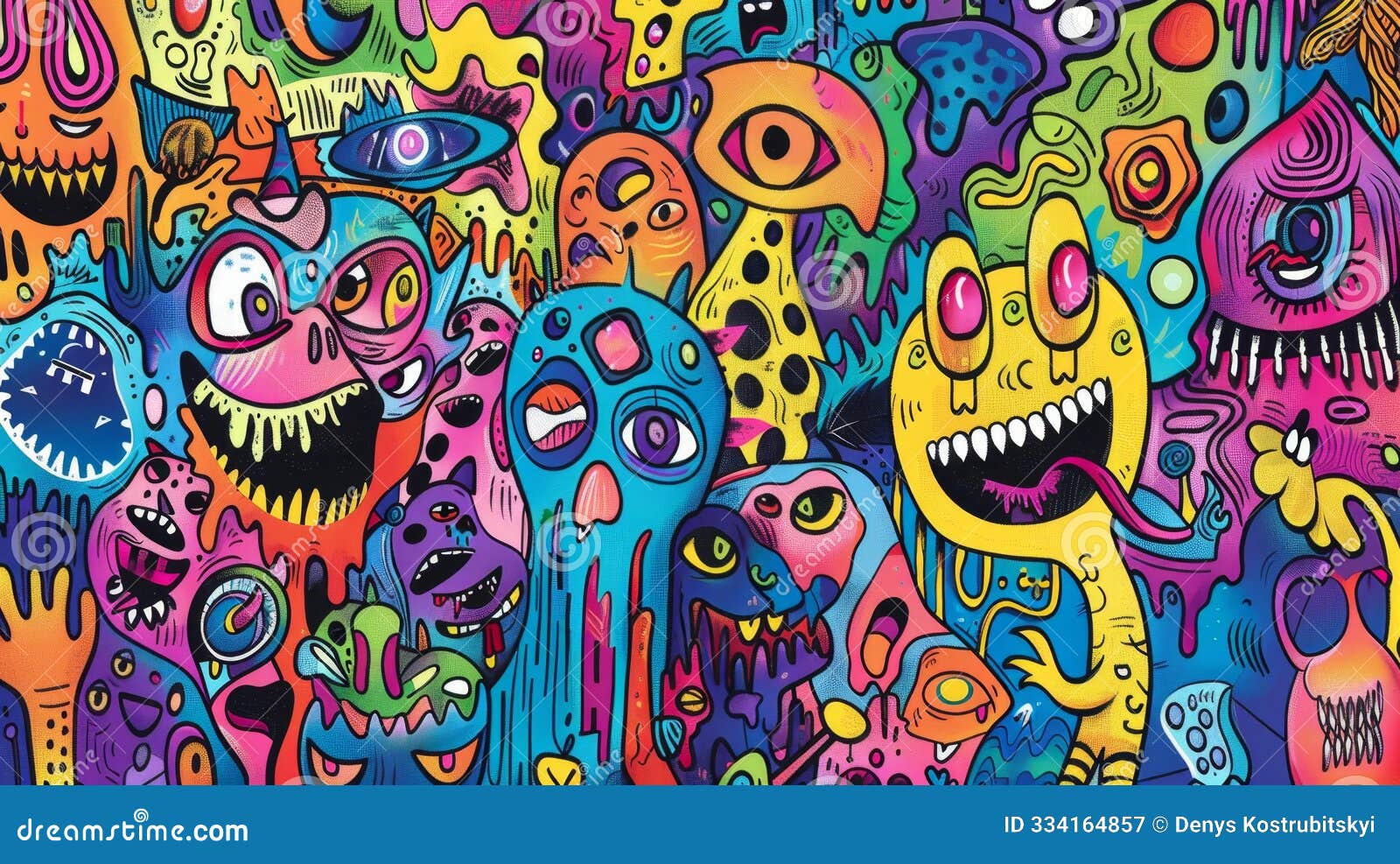 Colorful and Creative Hand-Drawn Doodle Wall Stock Illustration ...