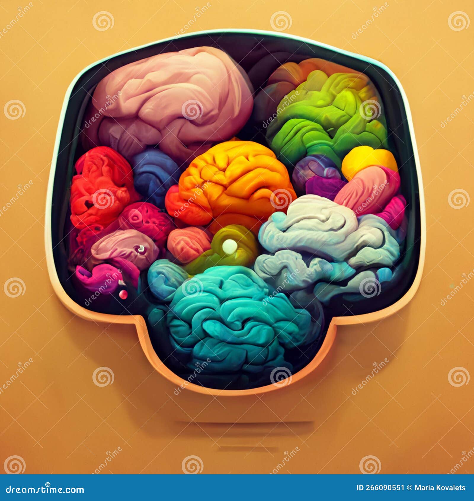 Colorful Creative Human Brain. Cartoon Style Stock Illustration ...