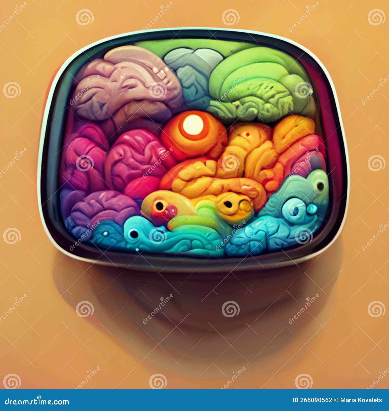 Colorful Creative Human Brain. Cartoon Style Stock Illustration ...