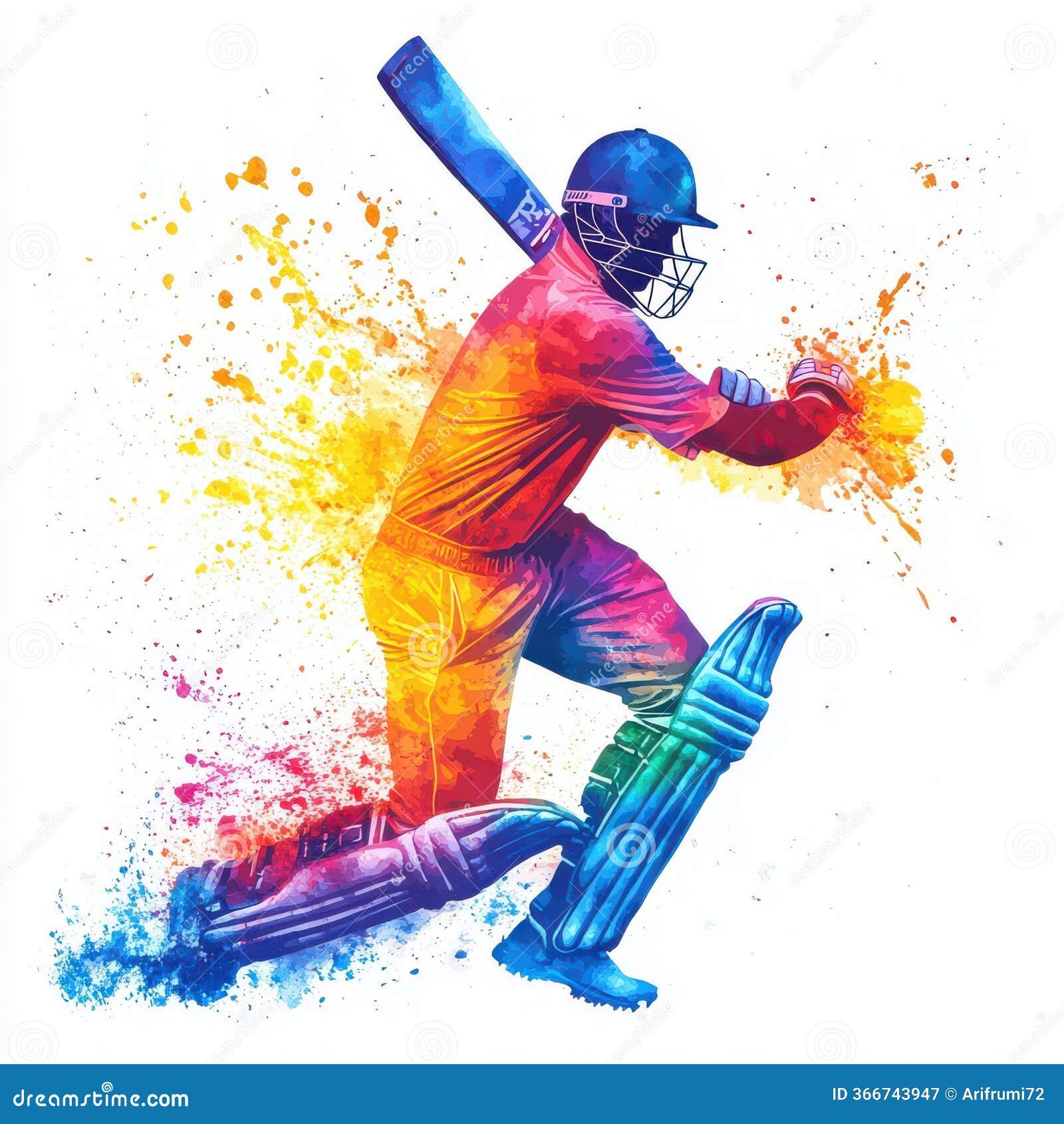 Colorful Pop Art Cricket Player Illustration Stock Photo ...