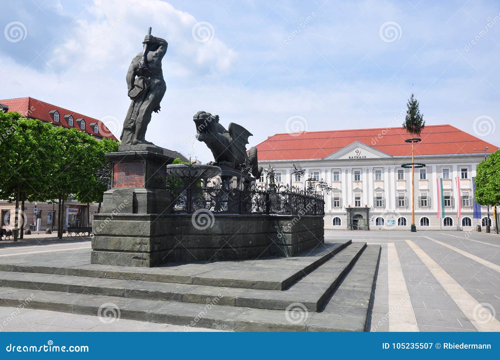 Lindwurmbrunnen (Lindworm Fountain) in Klagenfurt, Austria Stock Image ... Lindwurmbrunnen (Lindworm Fountain) in Klagenfurt, Austria Stock Image ...