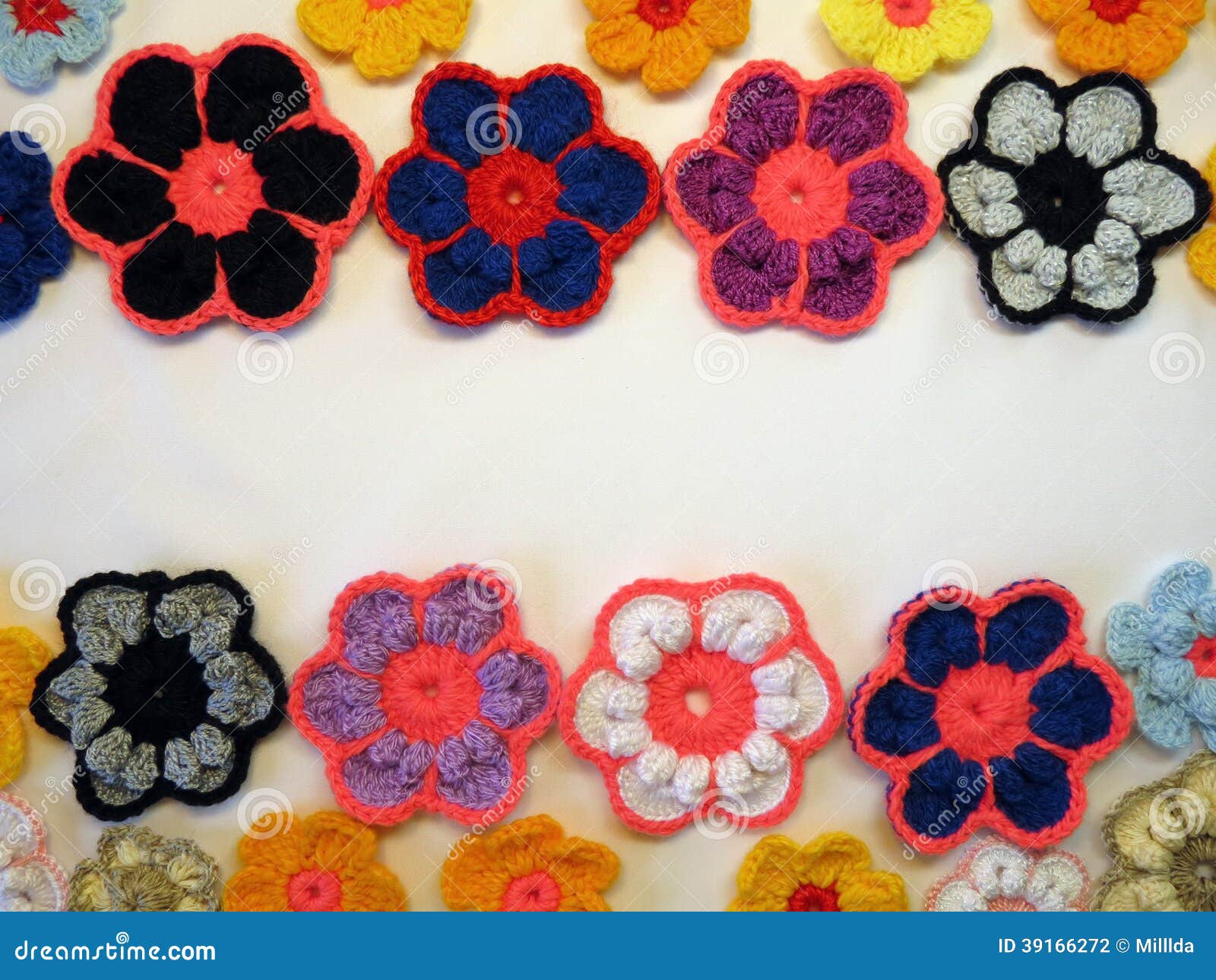 Colorful crochet flowers stock photo. Image of cotton - 39166272