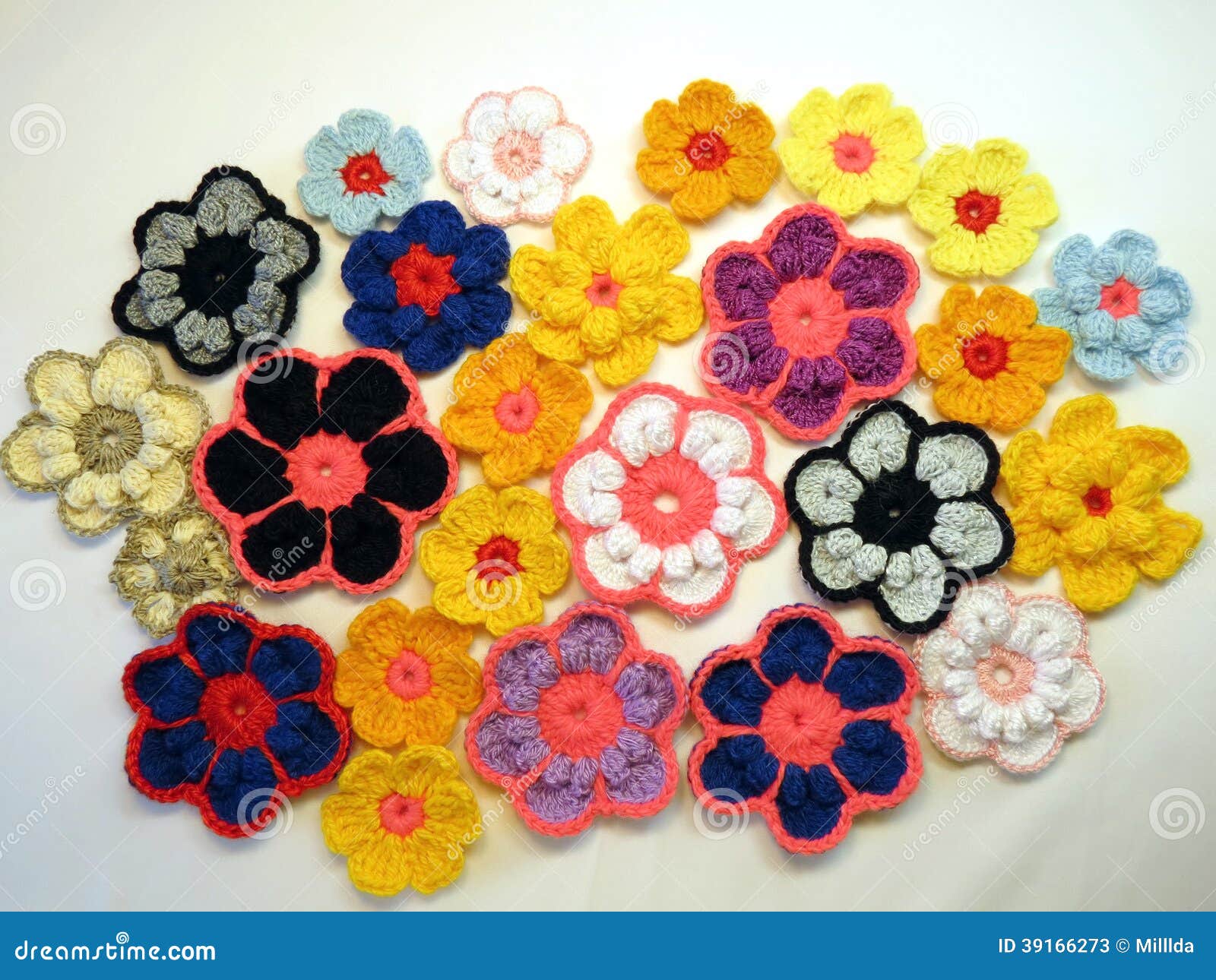 Colorful crochet flowers stock image. Image of crochet - 39166273