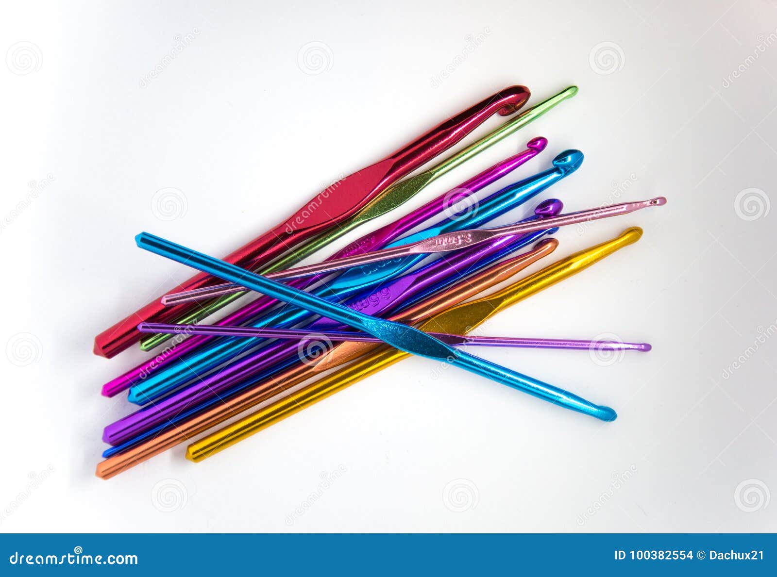 Colorful Crochet Needles on a White Background. Stock Photo - Image of ...