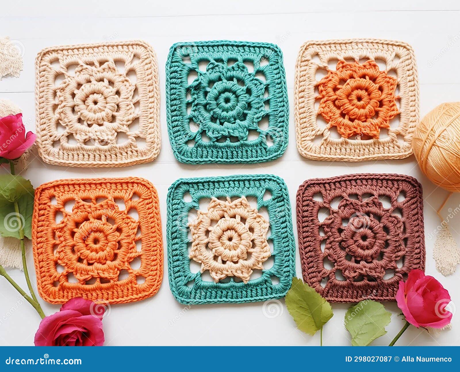 Colorful Crochet Texture. Ethnic Crochet Pattern Stock Illustration ...