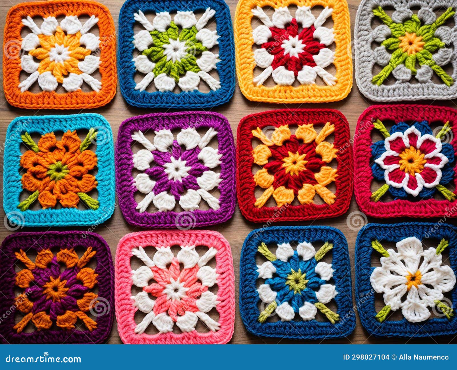 Colorful Crochet Texture. Ethnic Crochet Pattern Stock Illustration ...