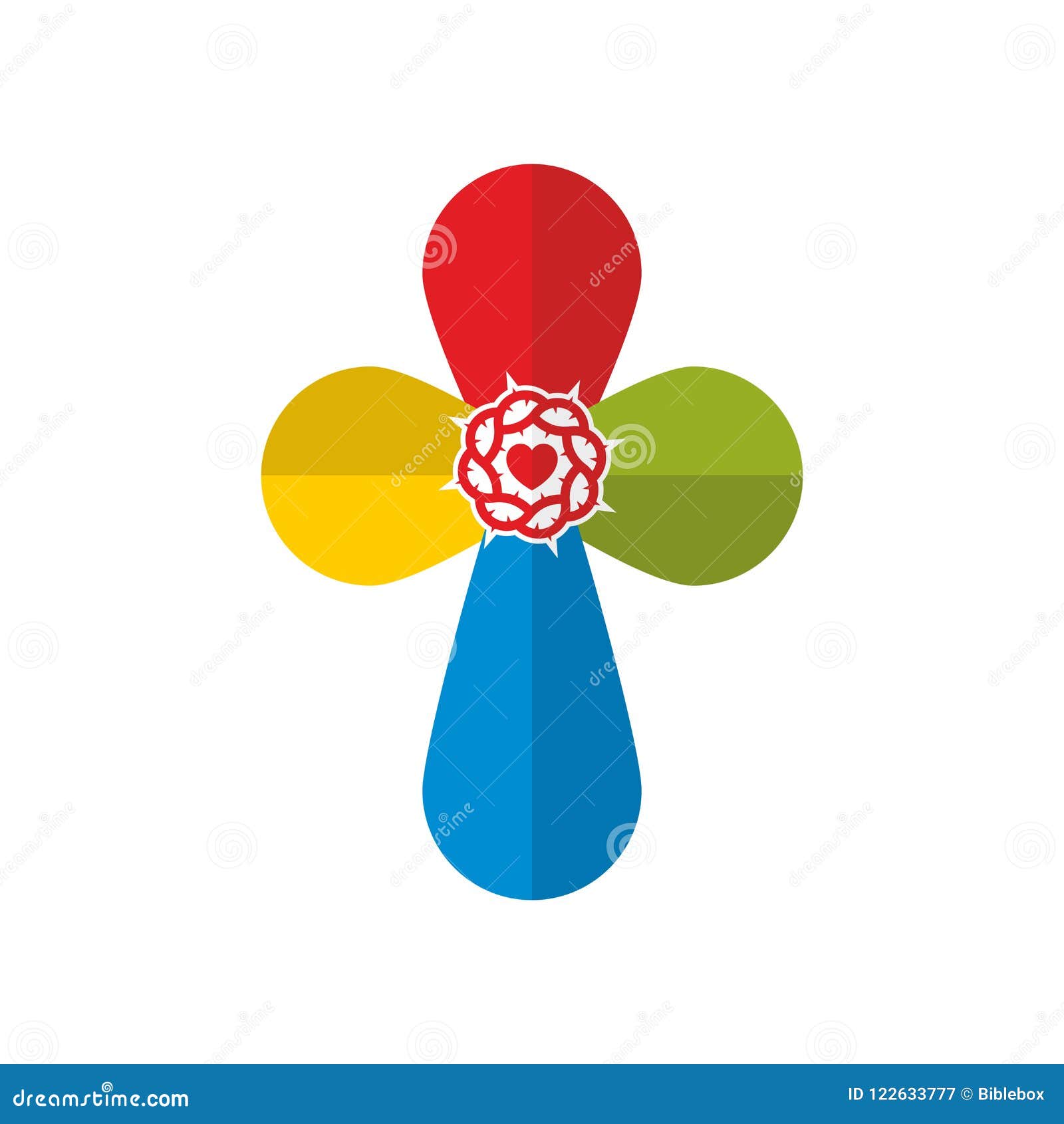 Colorful Cross, Heart and Crown of Thorns. Stock Vector - Illustration ...