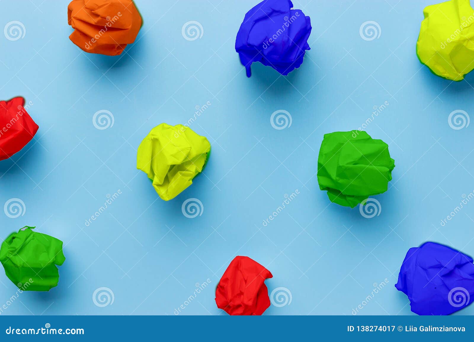 Colorful Crumpled Pieces of Paper Stock Image - Image of garbage ...