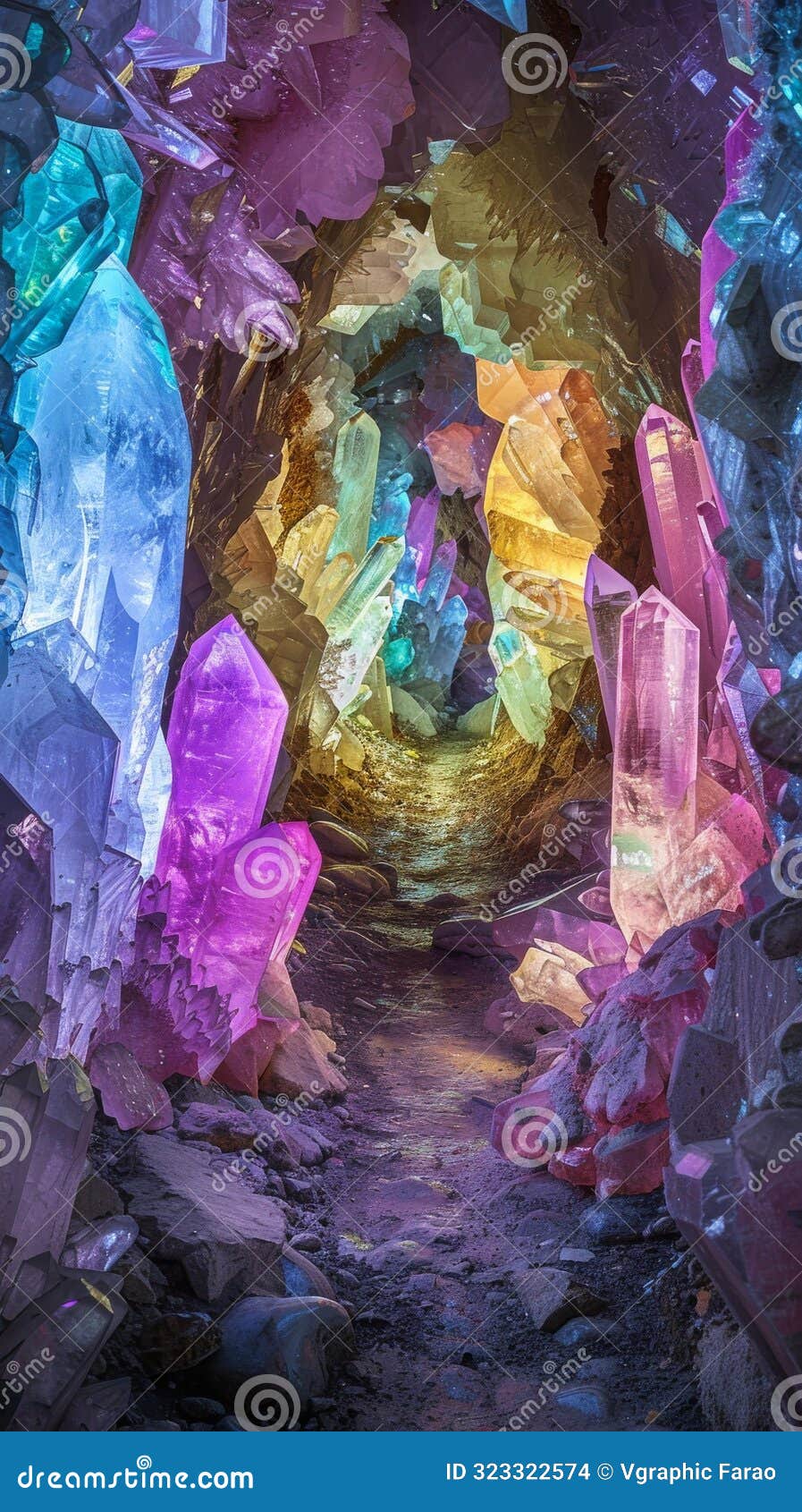 Colorful Crystal Cave Interior, Nature Concept Stock Photo - Image of ...