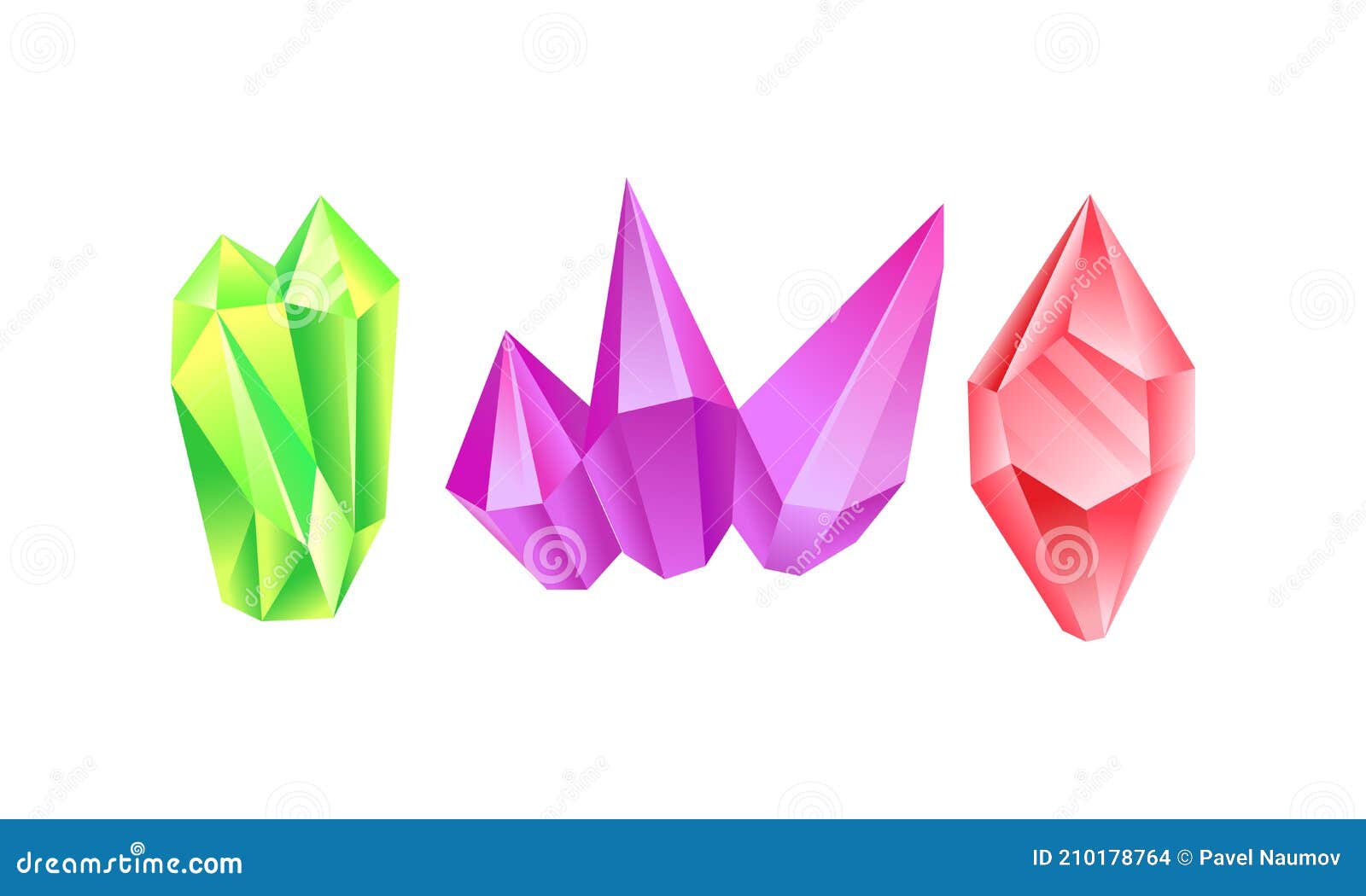 Colorful Crystal or Crystalline Solid Forming Geometrical Shape Vector ...