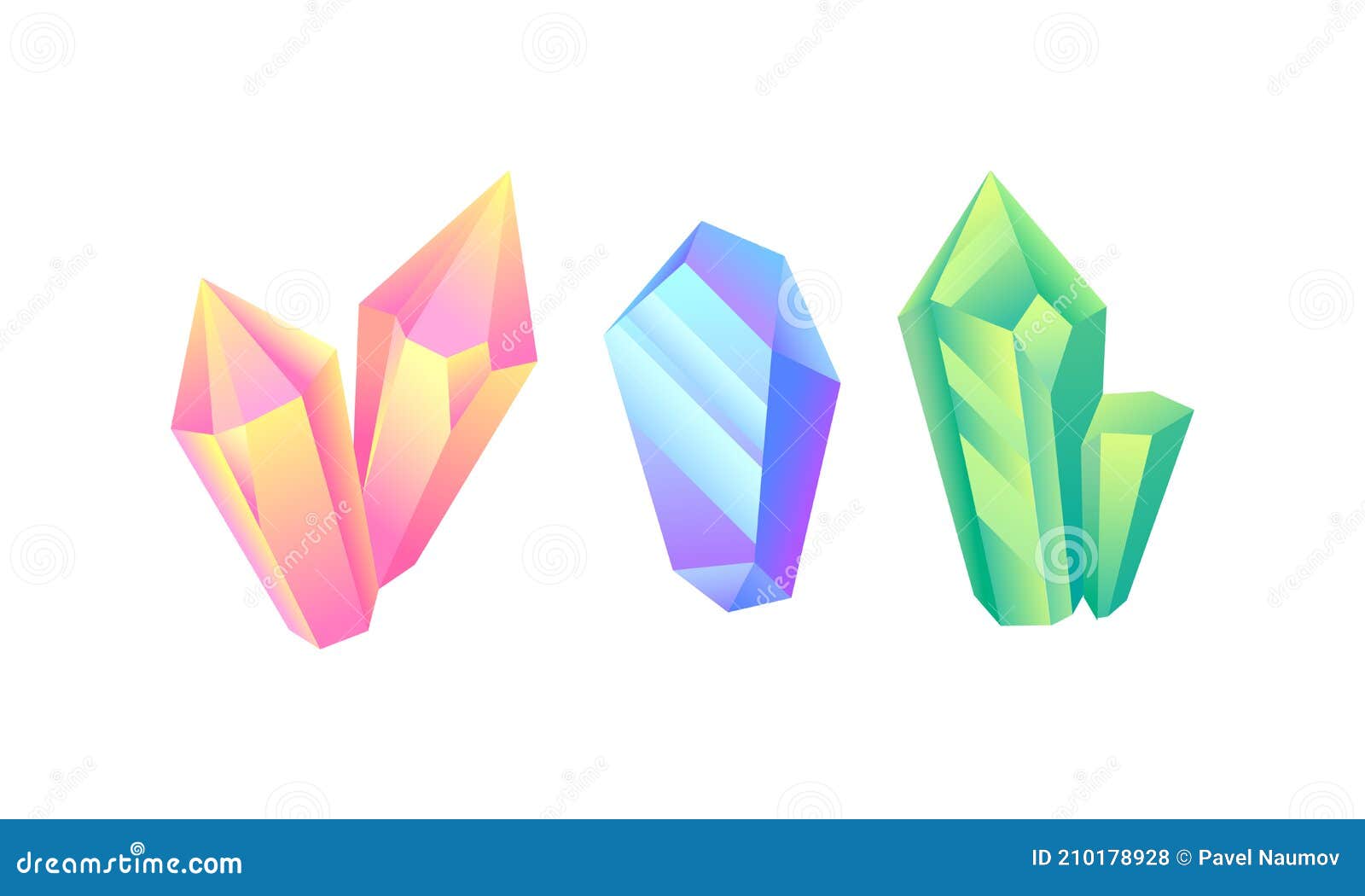 Colorful Crystal or Crystalline Solid Forming Geometrical Shape Vector ...