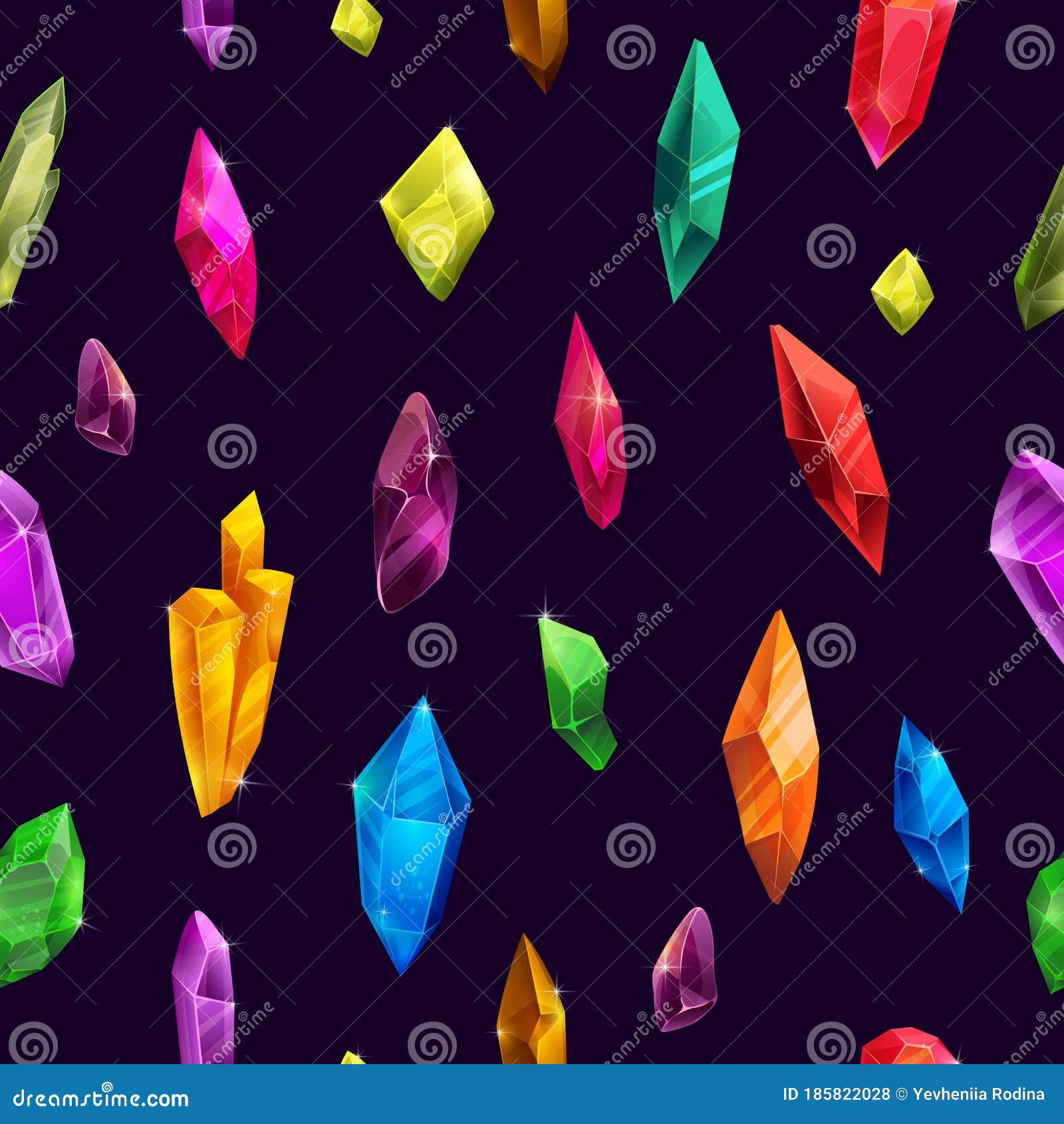 Crystal Pattern Gemstones Seamless Texture Vector Illustration ...