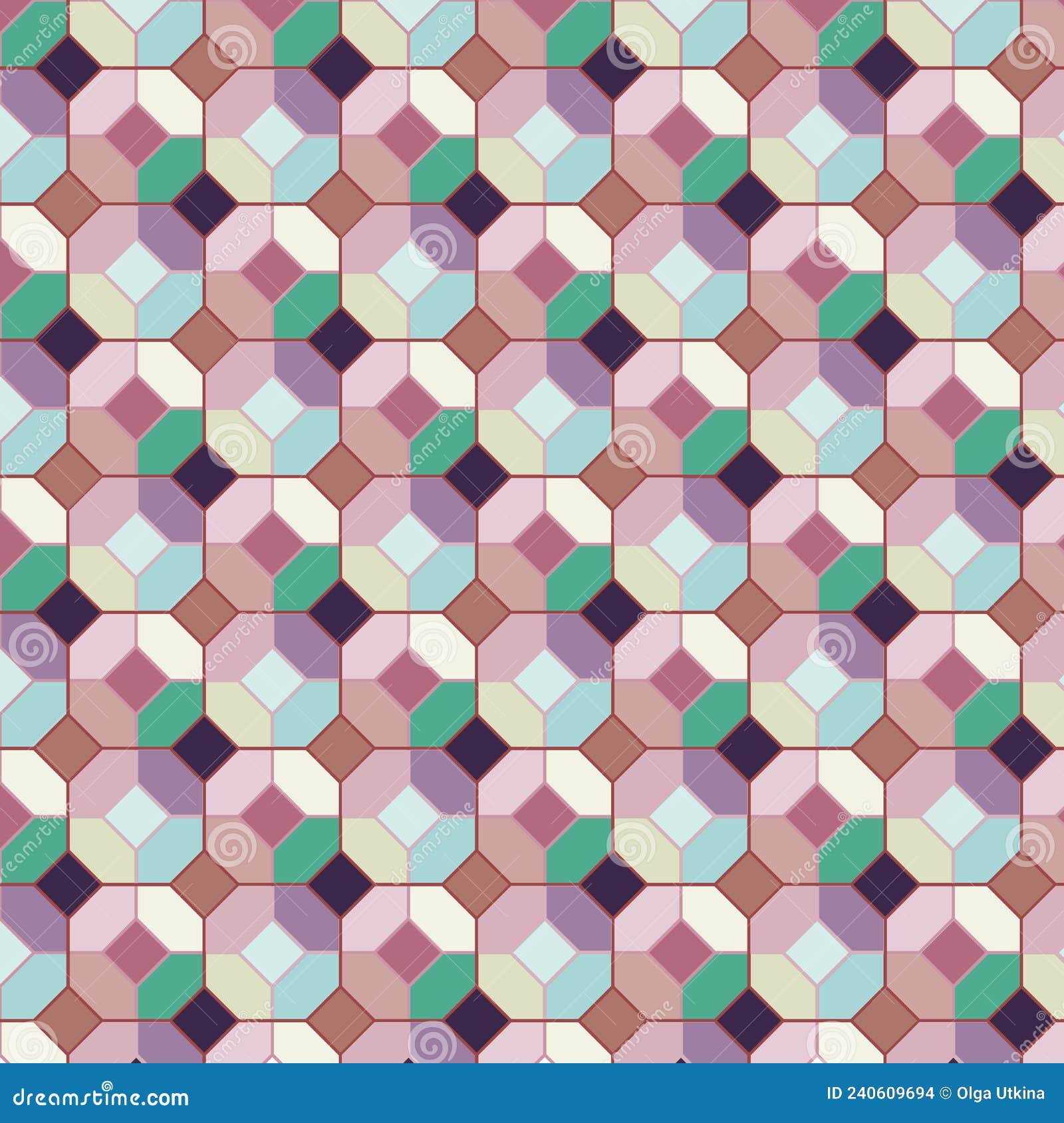 Colorful Crystal Repeat Pattern with Squares and Hexagons Abstract ...
