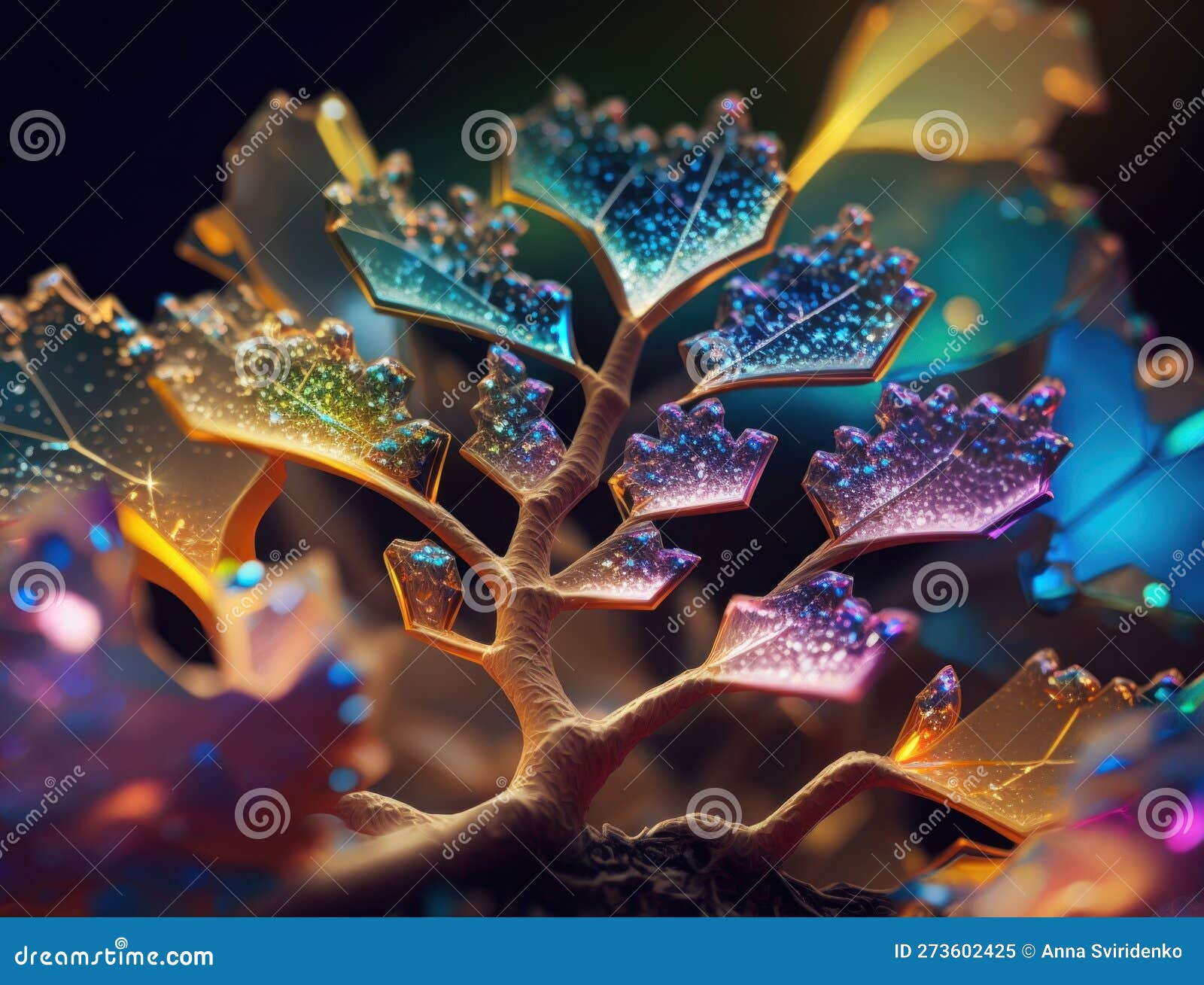 Colorful Crystal Tree Hybrid Created with Generative AI Technology ...
