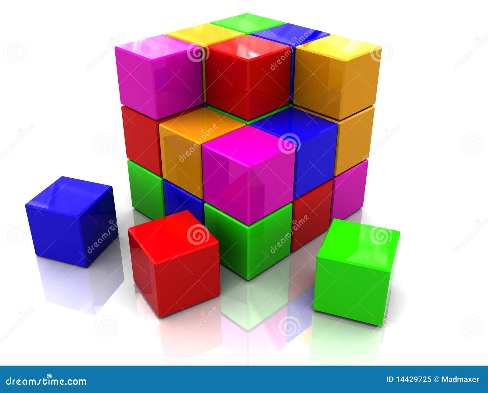 Colorful cube assembling stock illustration. Illustration of yellow ...