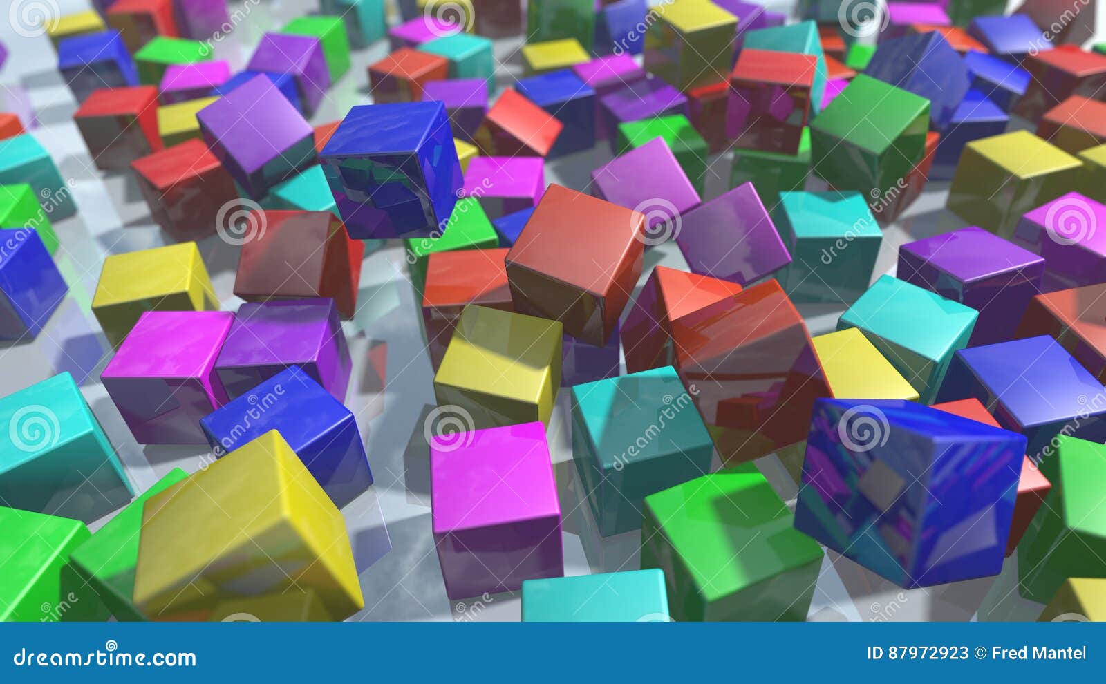 Colorful Cube Blocks Particles. 3D Rendering Stock Illustration ...