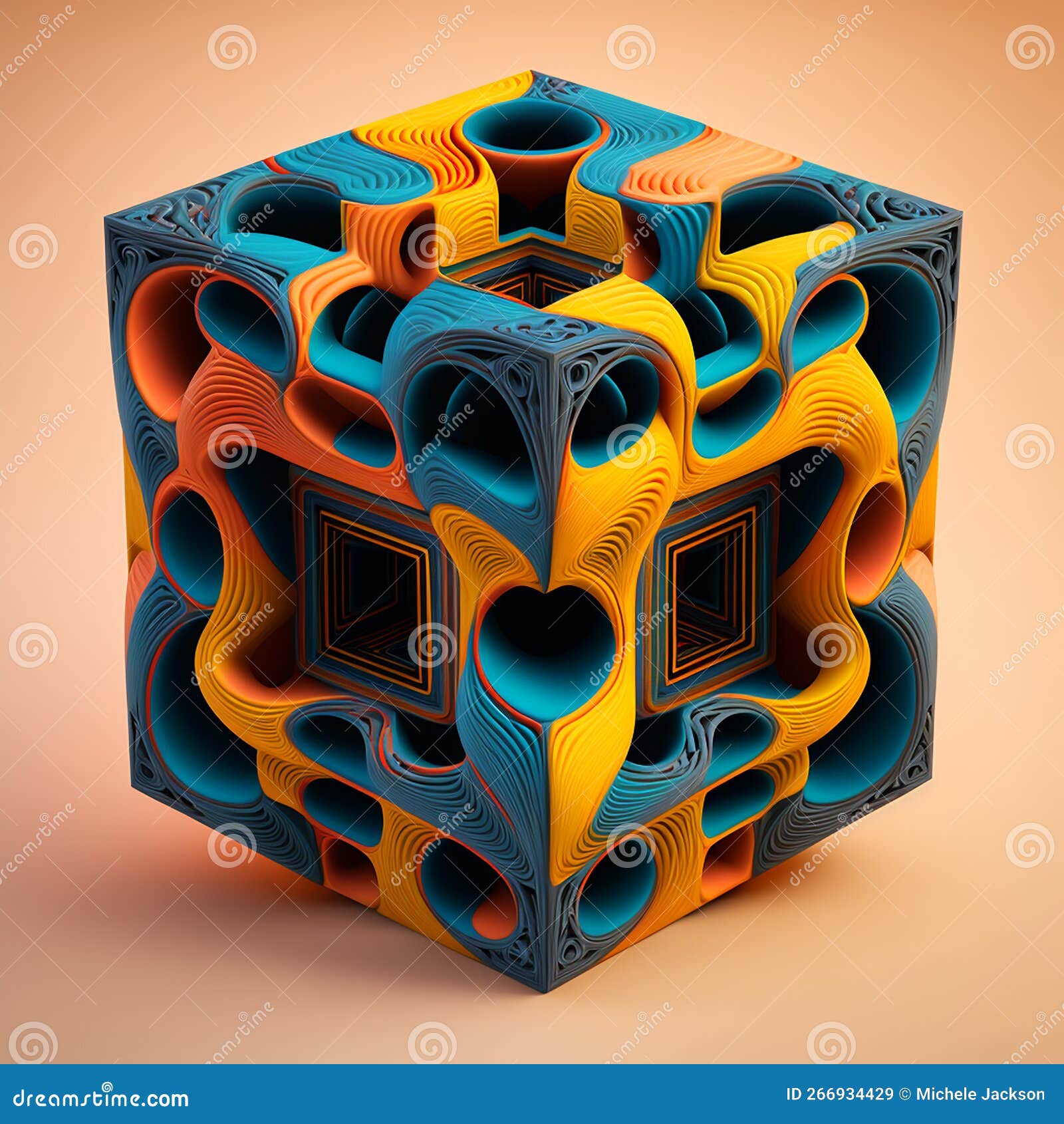 A Colorful Concentric Object in the Shape of a Cube, Generative Ai ...