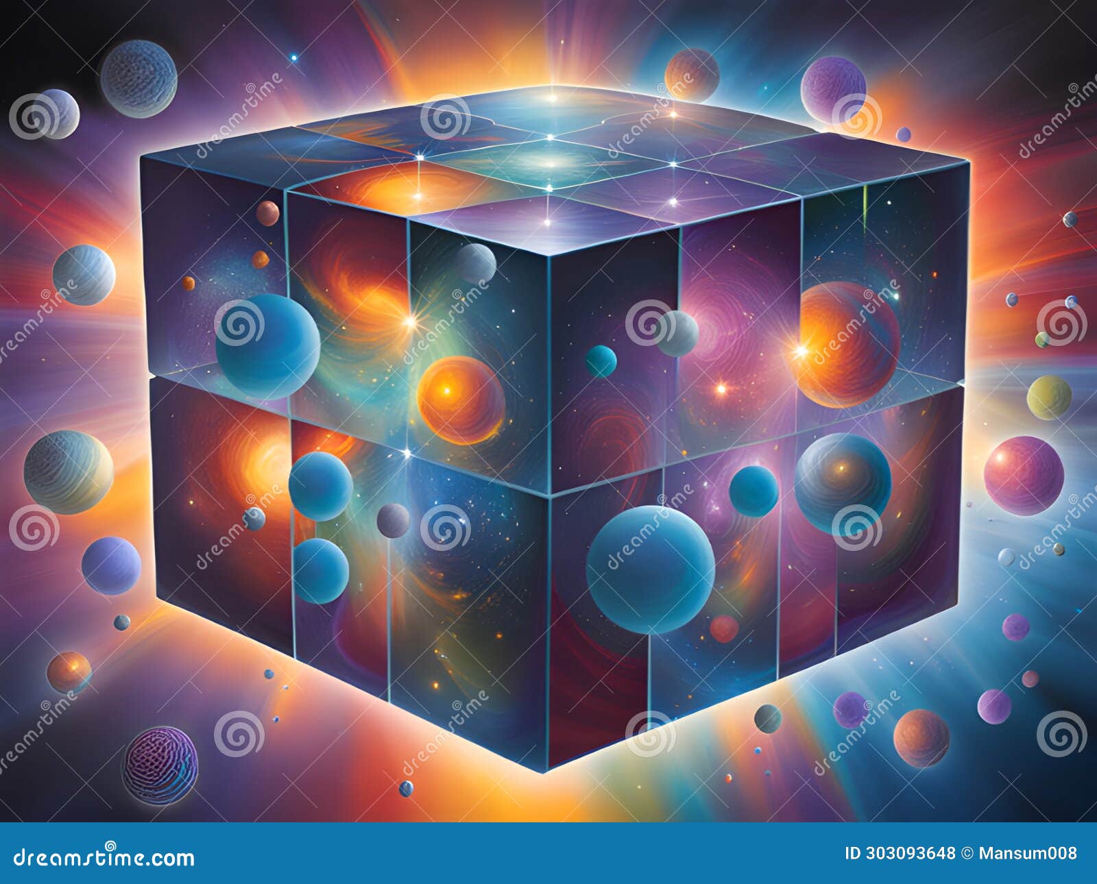 Colorful cube in the dark stock illustration. Illustration of wallpaper ...