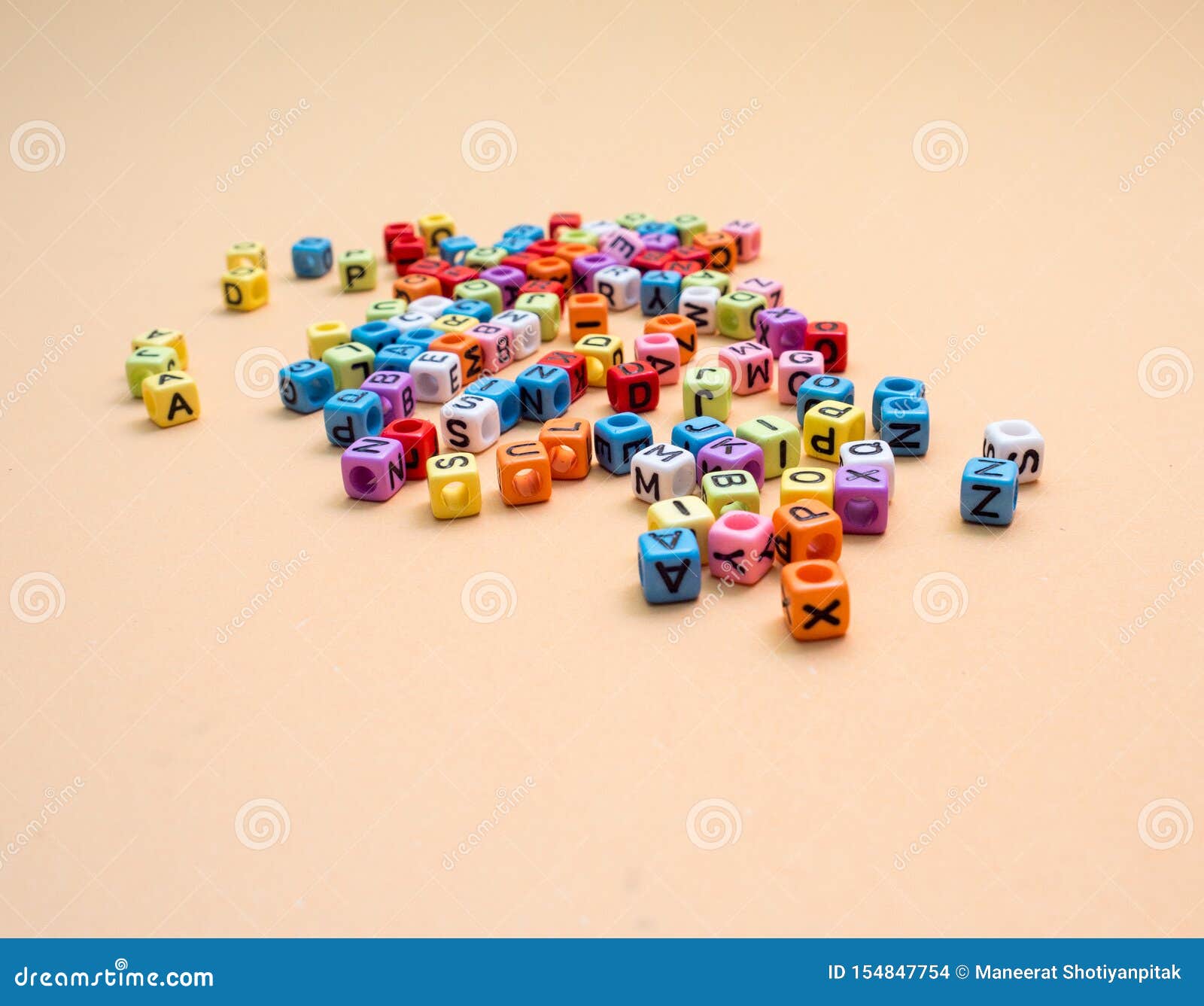 Colorful Cube Letters on Orange Background Stock Photo - Image of child ...